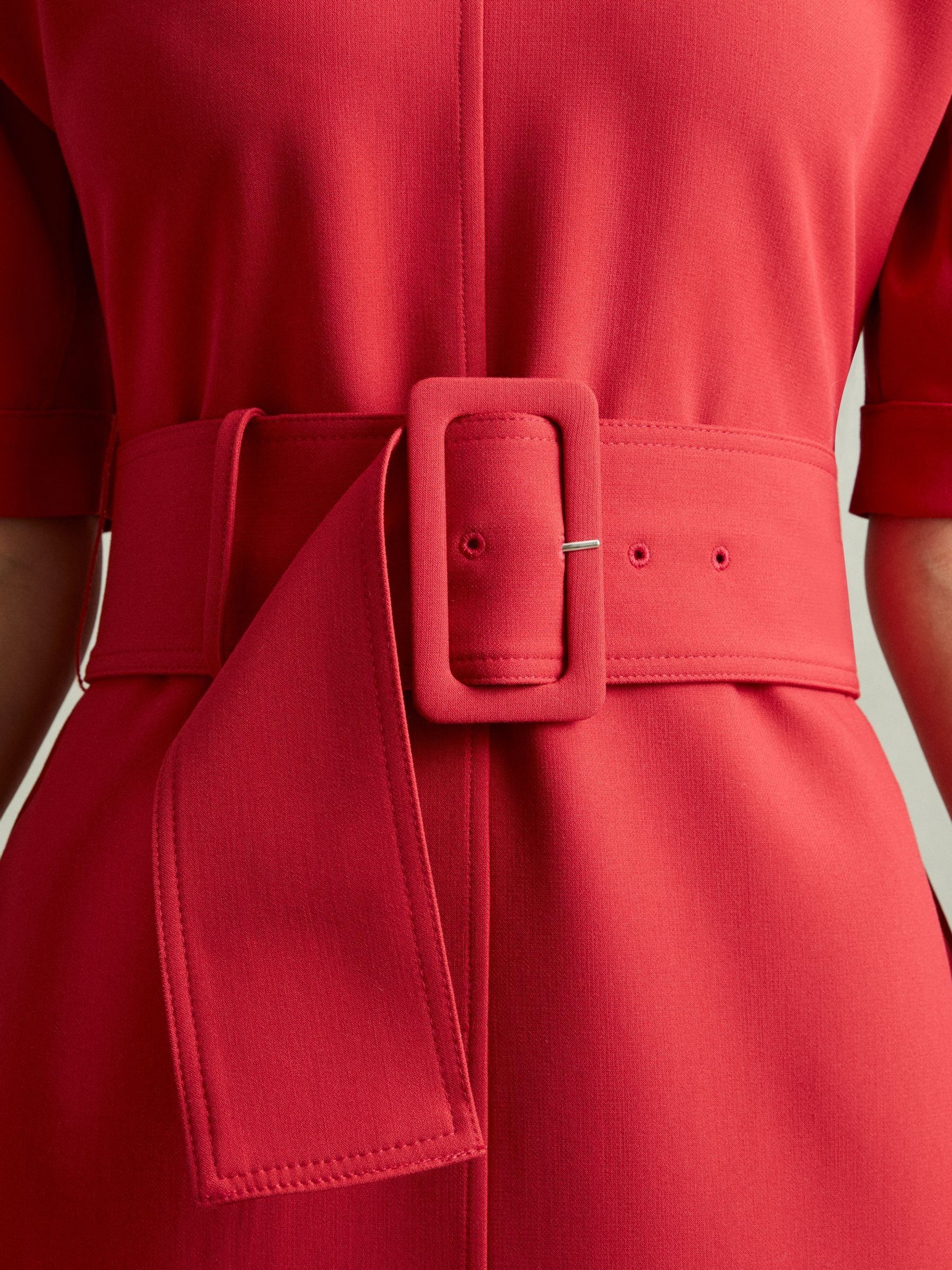 Reiss Belted Midi Dress in Red - REISS