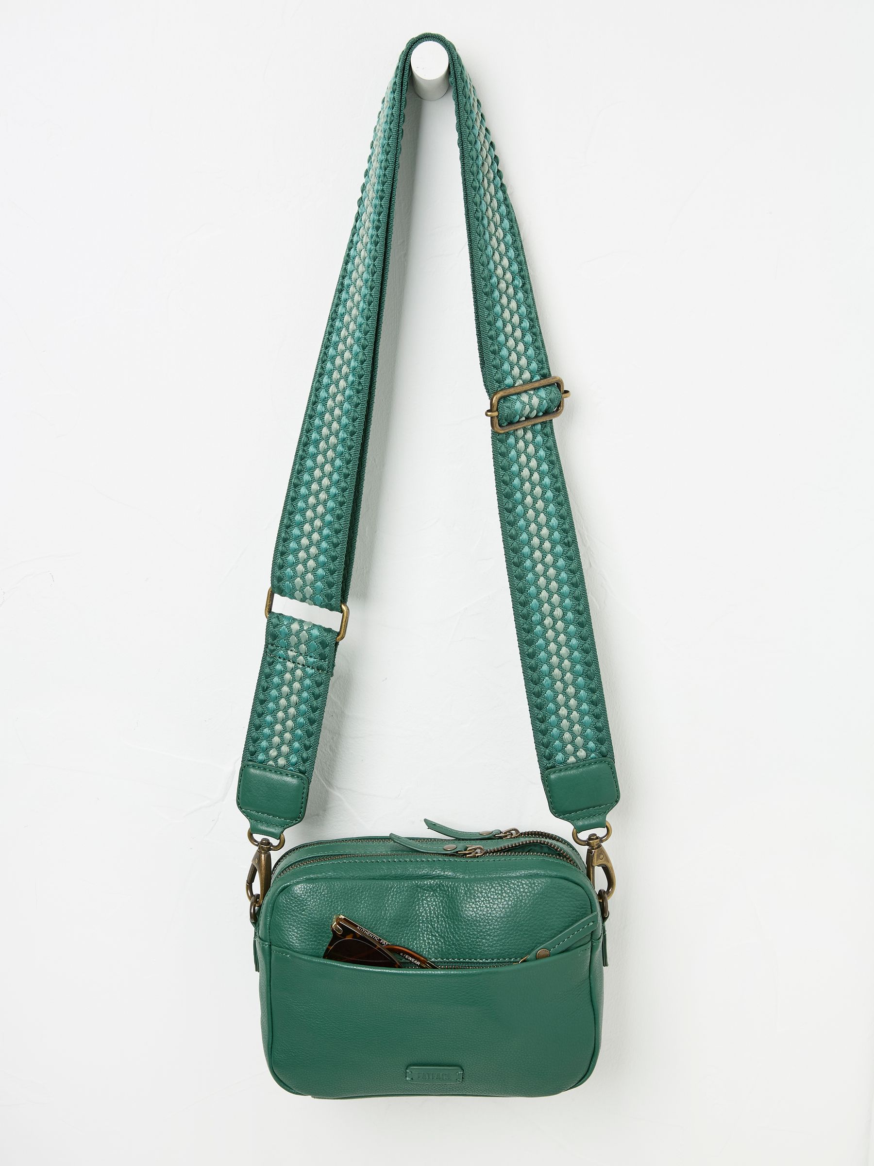 Oslo Bright Green Camera Bag with Ornate Strap | FatFace