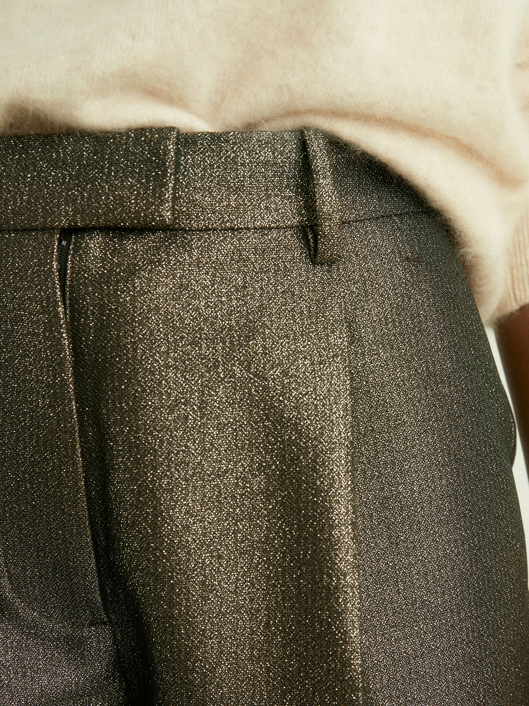 Reiss Sparkle Tapered Trousers in Dark Gold | REISS