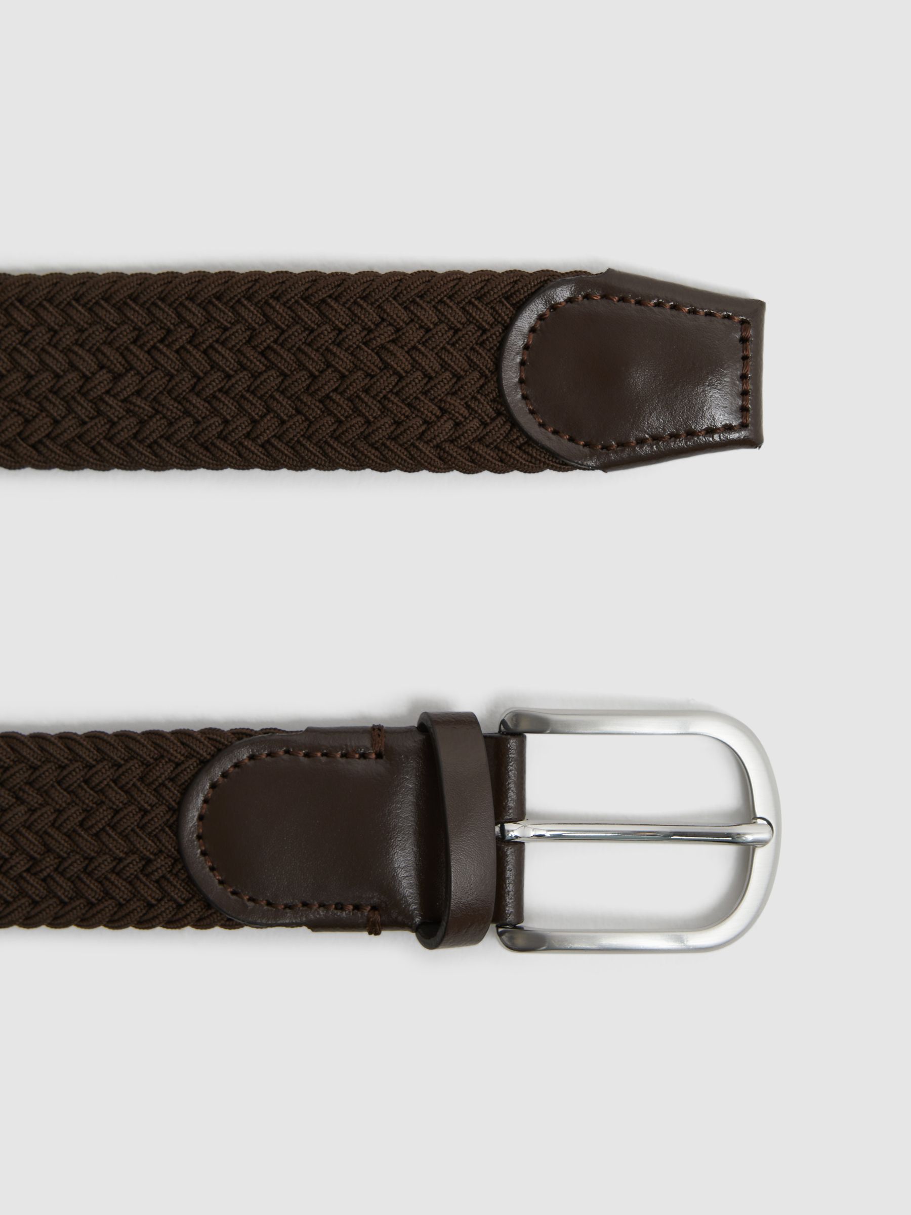 Reiss Woven Belt in Dark Brown - REISS