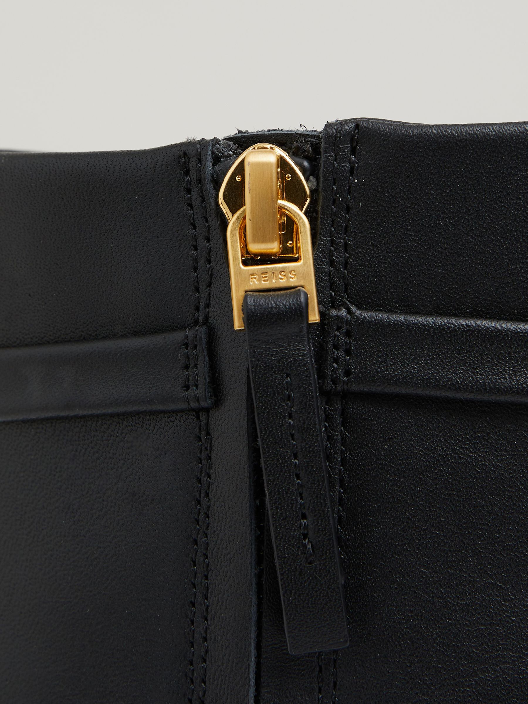 Reiss Leather Chain Embellished Ankle Boots in Black - REISS