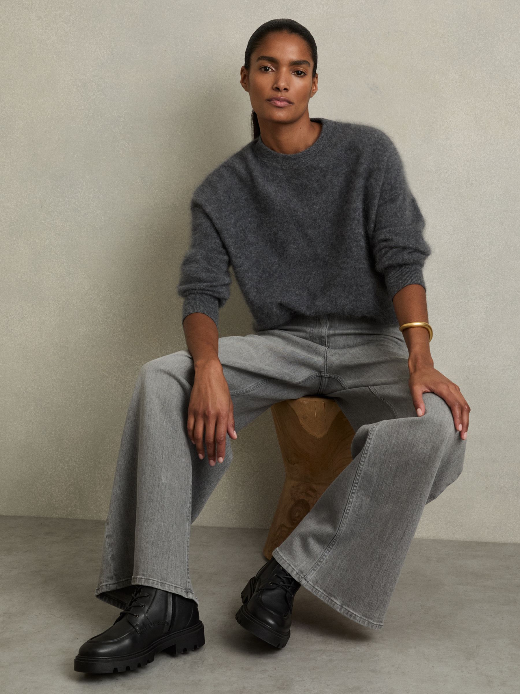 Reiss Leather Lace-Up Boots in Black | REISS