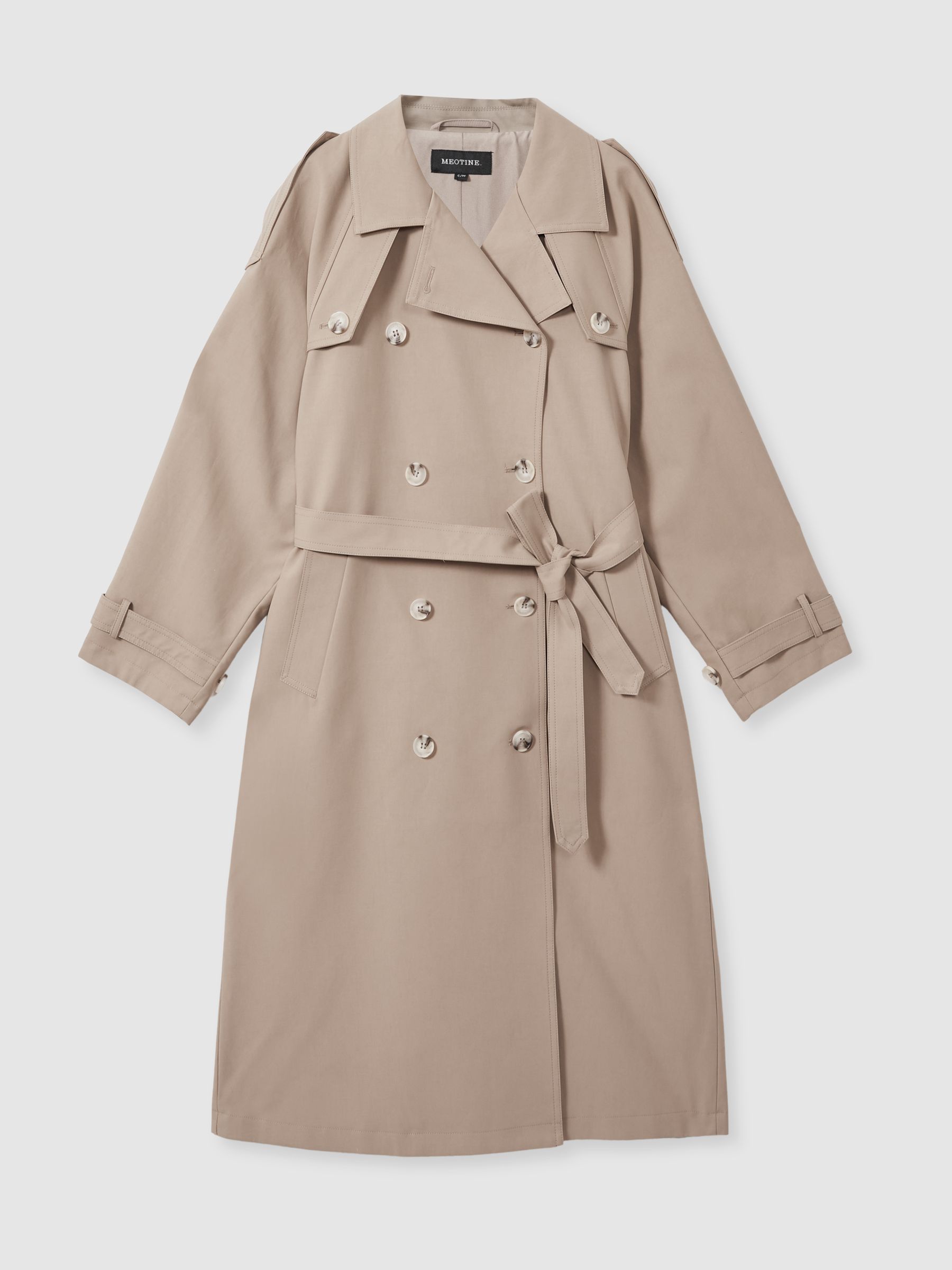 Reiss Meotine Cotton-Canvas Double-Breasted Trench Coat in Beige - REISS