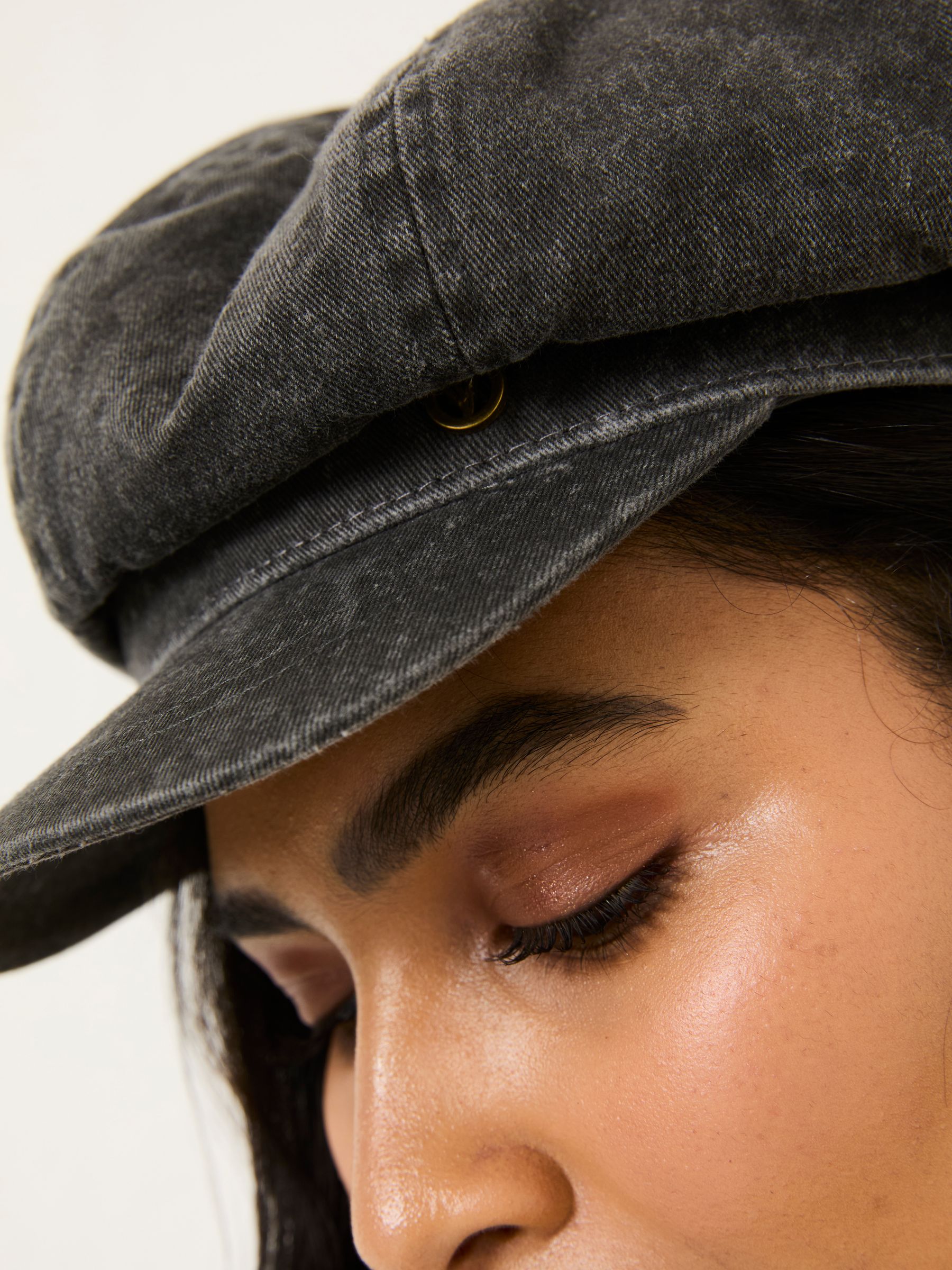 Washed Black Baker Boy Hat | FatFace