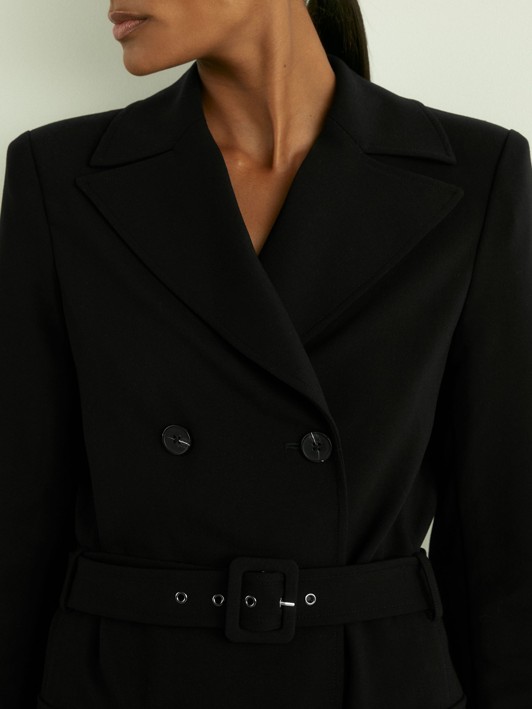 Reiss Structured Suit Midi Dress in Black - REISS