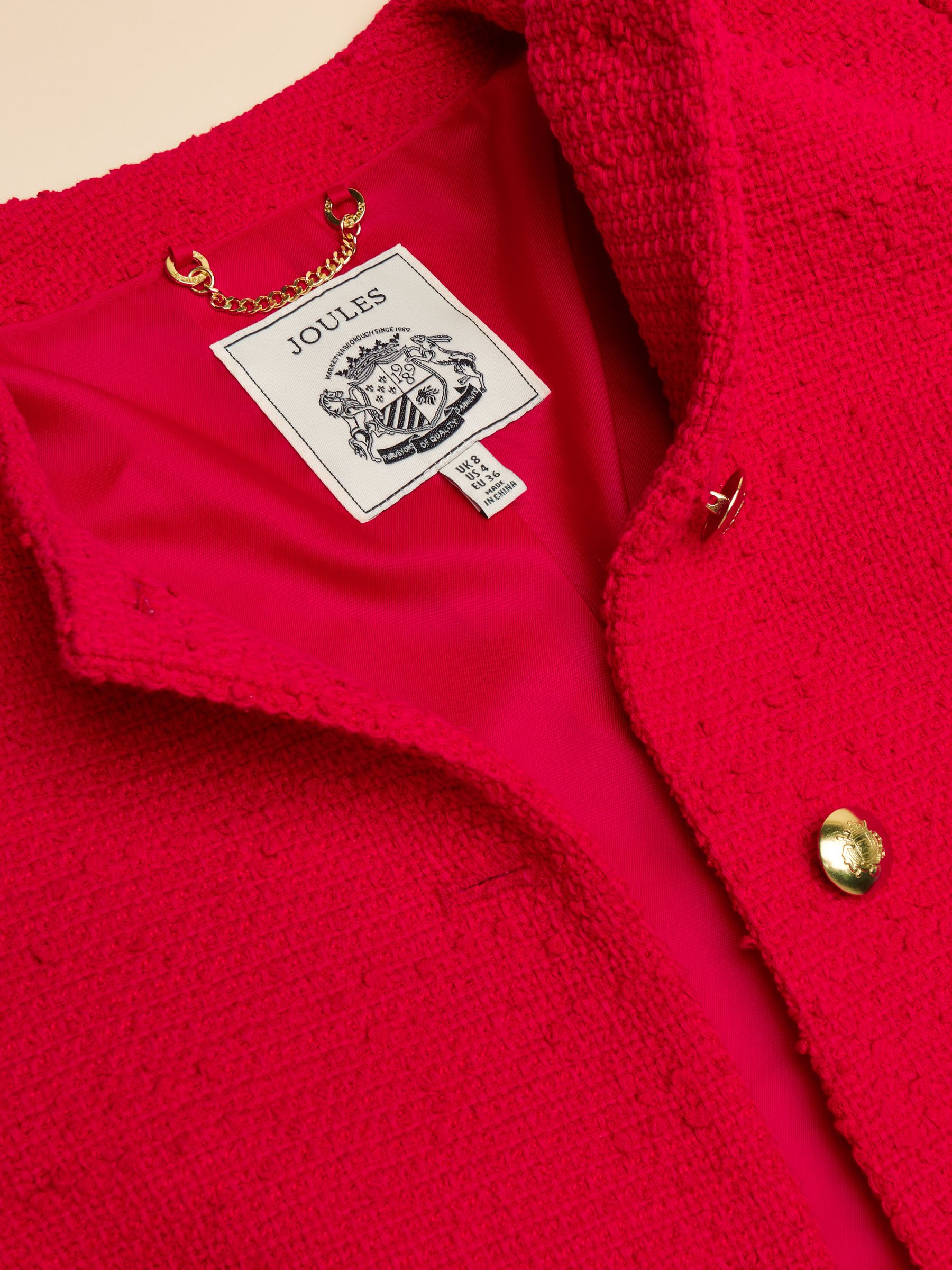 Hampstead Red Boucle Jacket | Joules