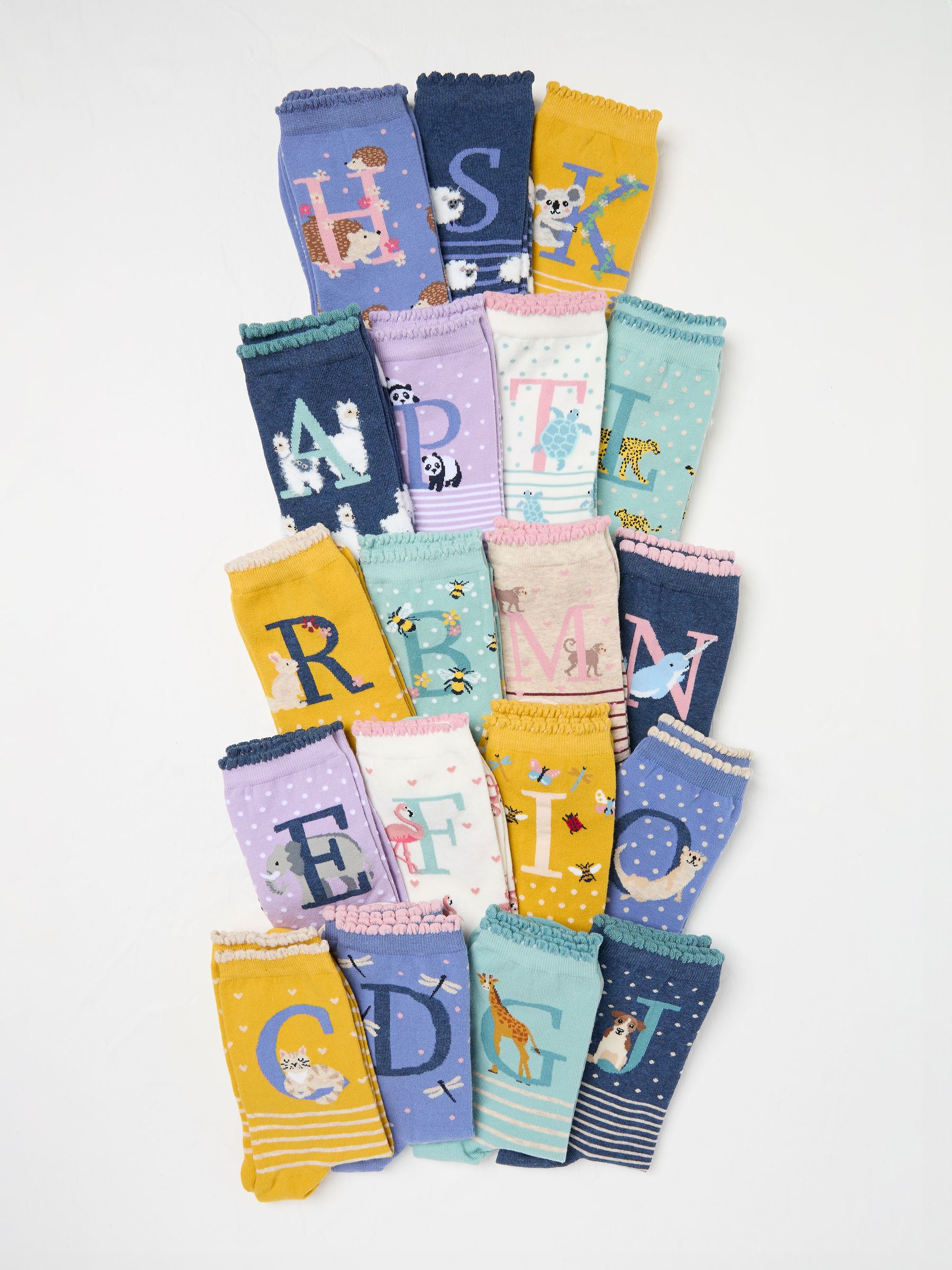 Multicolour Alphabet Socks | FatFace