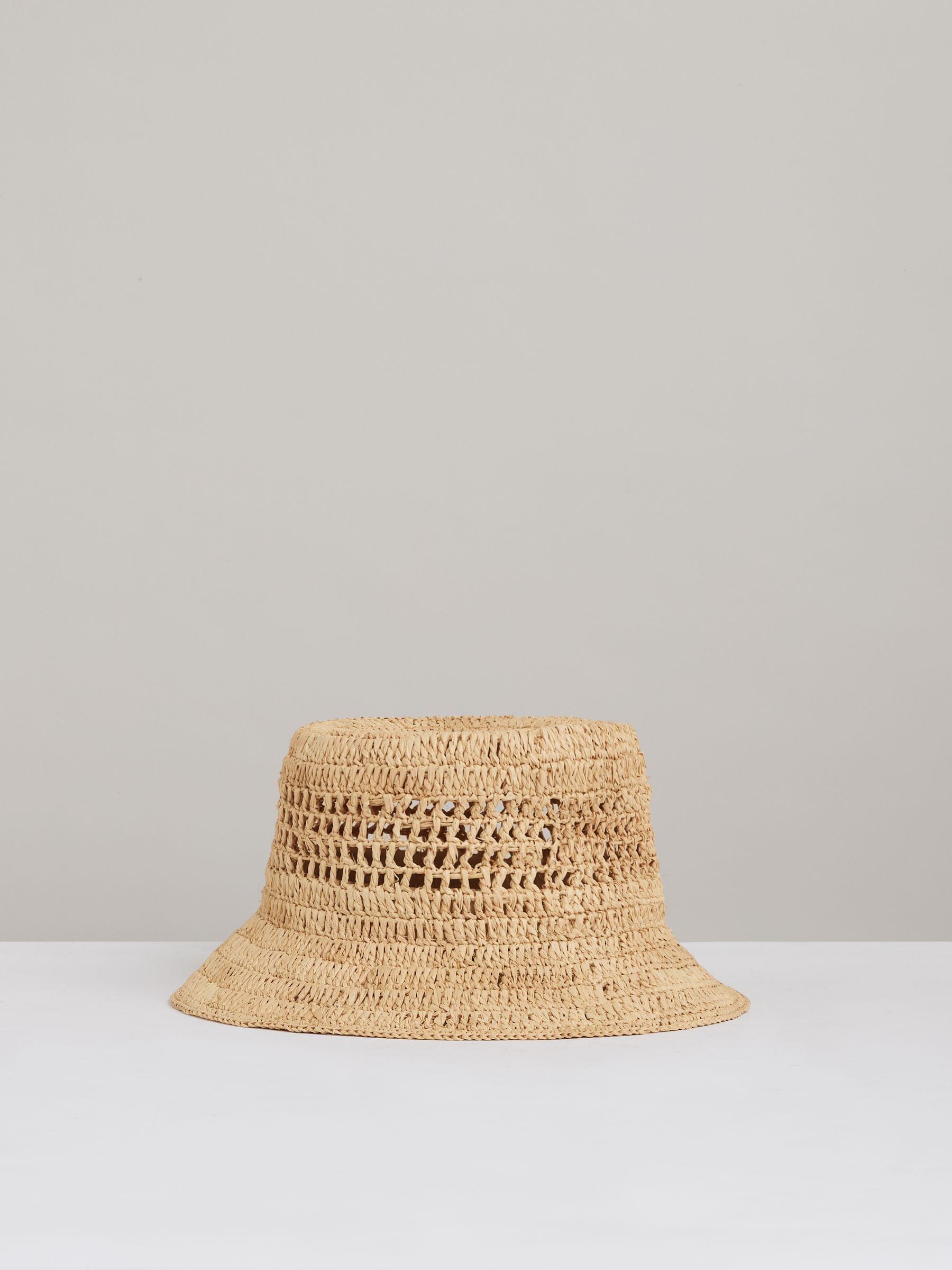 Reiss Straw Bucket Hat in Natural - REISS