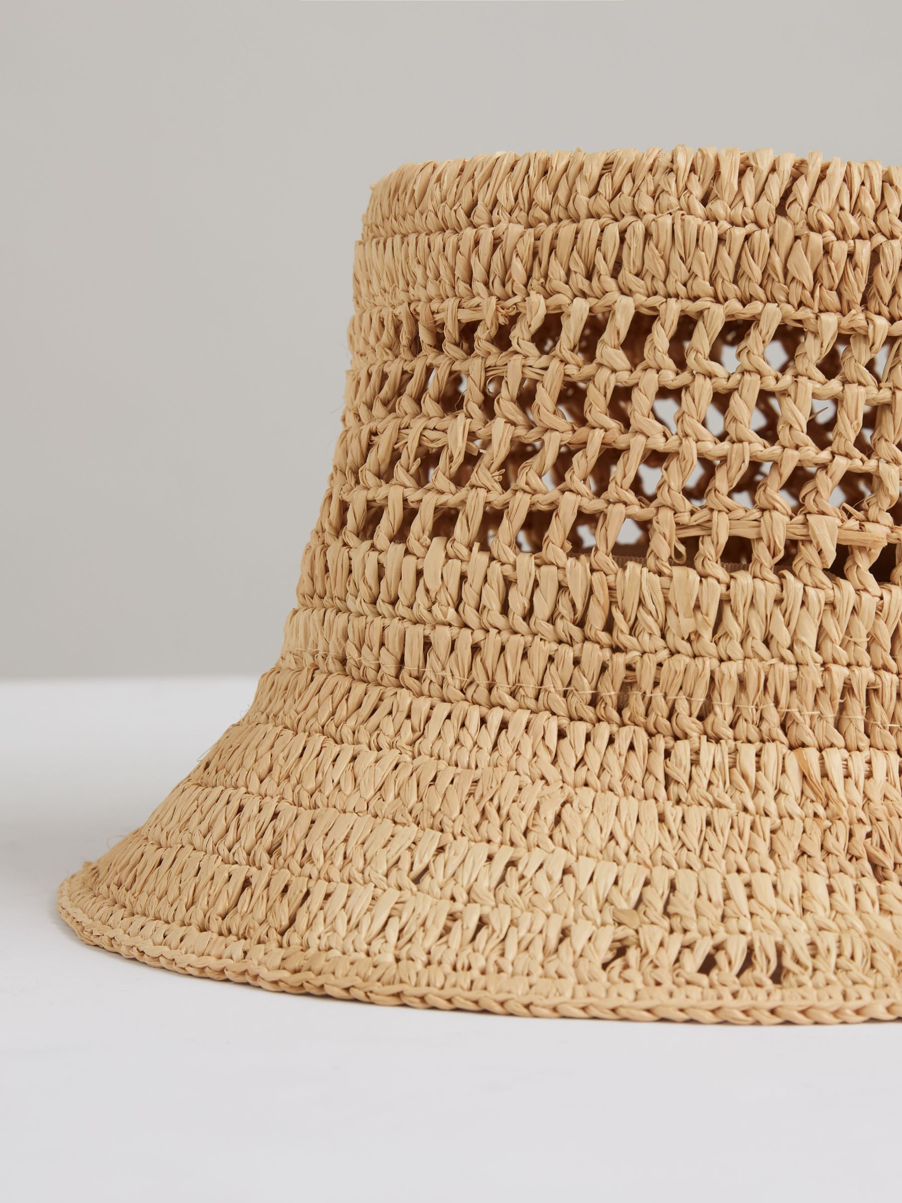 Reiss Straw Bucket Hat in Natural - REISS