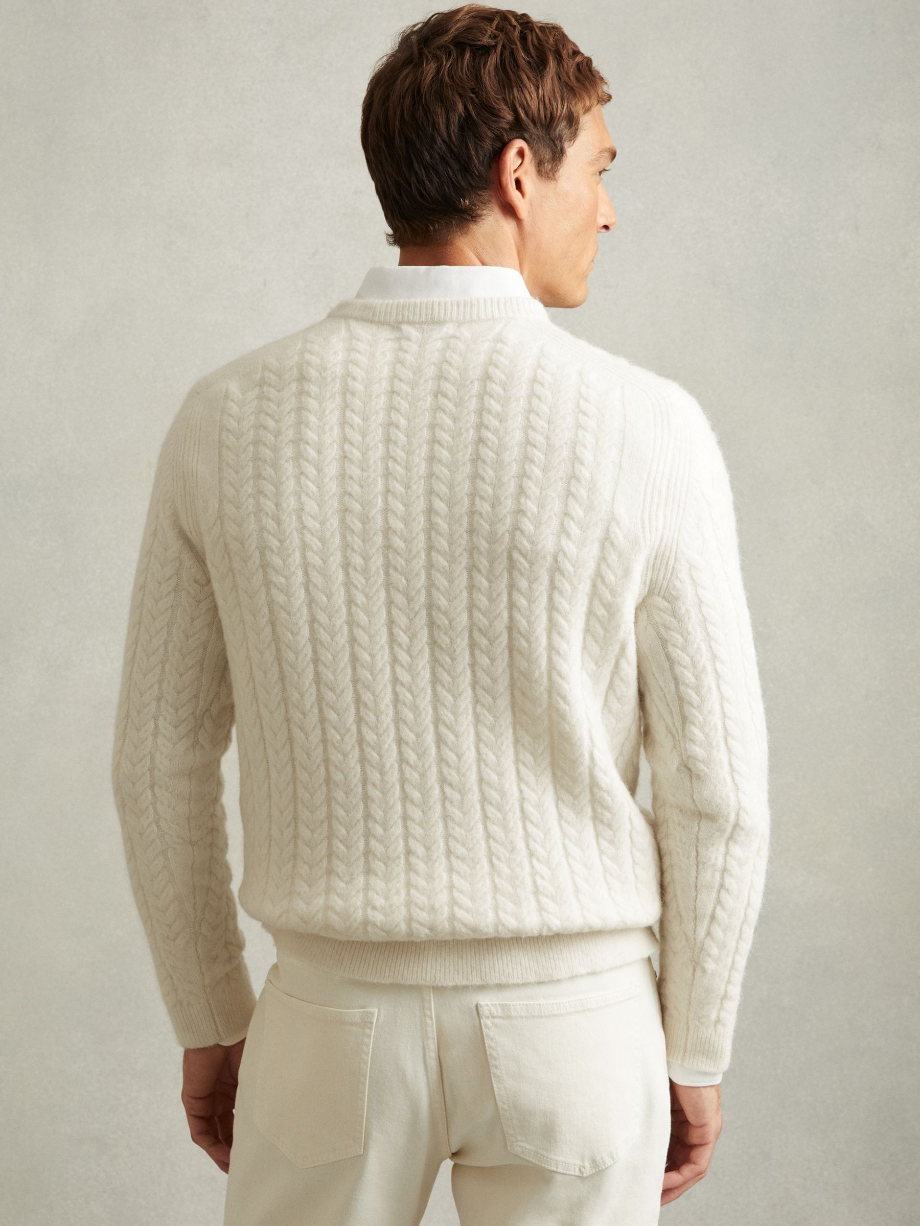 Reiss Cabled Jumper with Wool in White - REISS