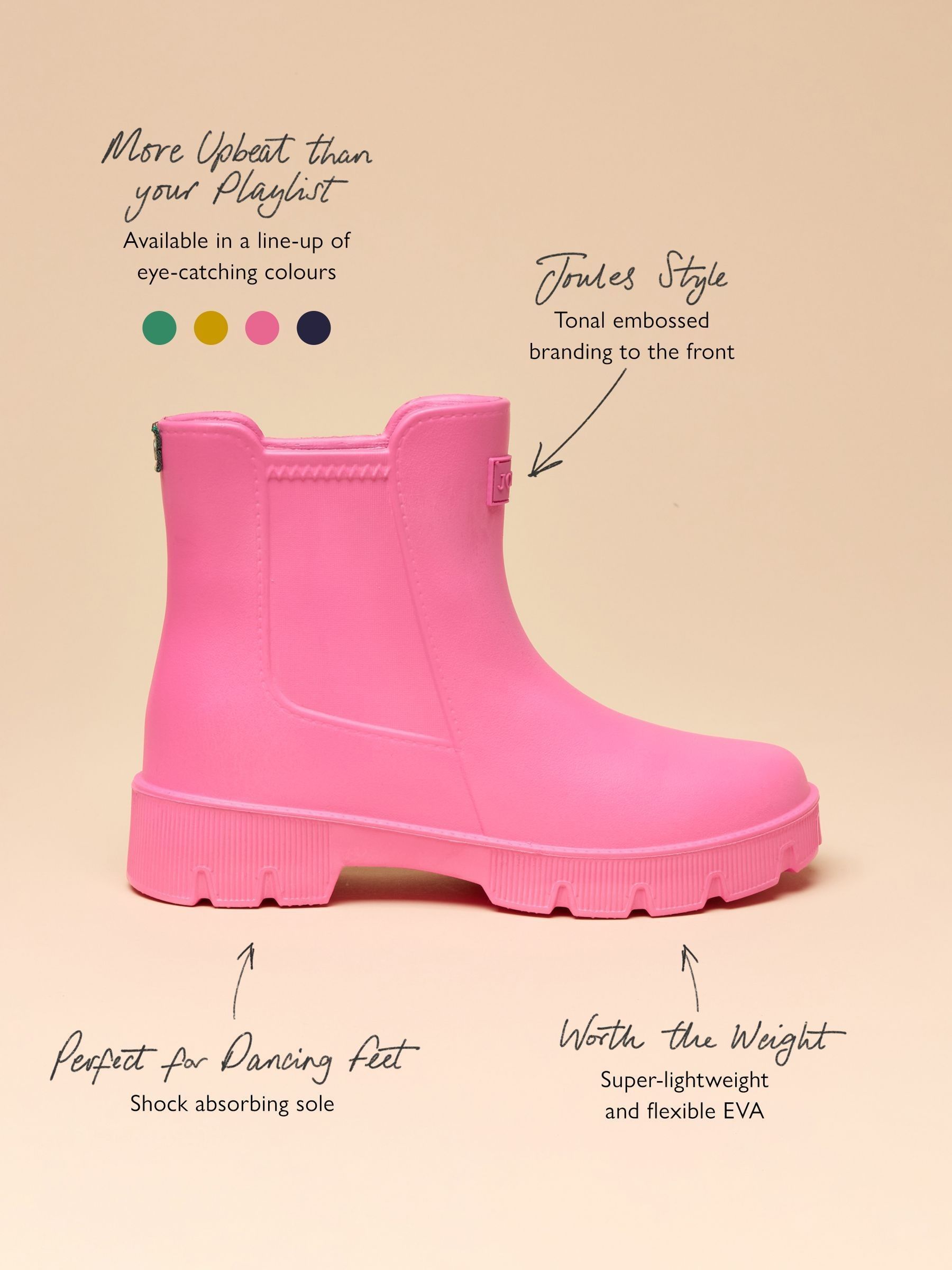 Raindance Pink EVA Lightweight Ankle Wellies | Joules