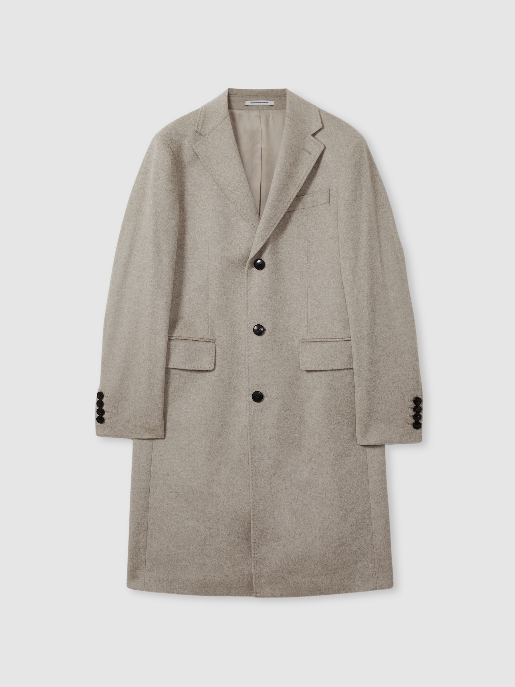 Reiss Atelier Cashmere Single-Breasted Overcoat in Oatmeal | REISS