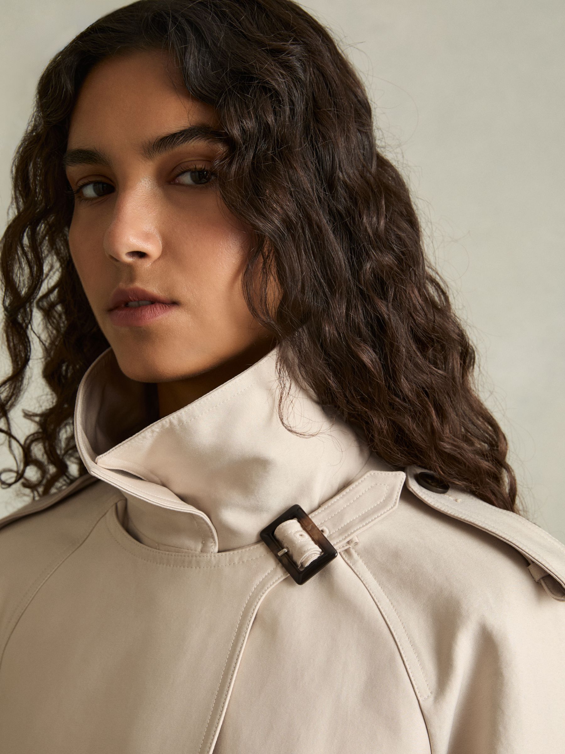 Reiss Short Trench Coat With Cotton in Neutral - REISS