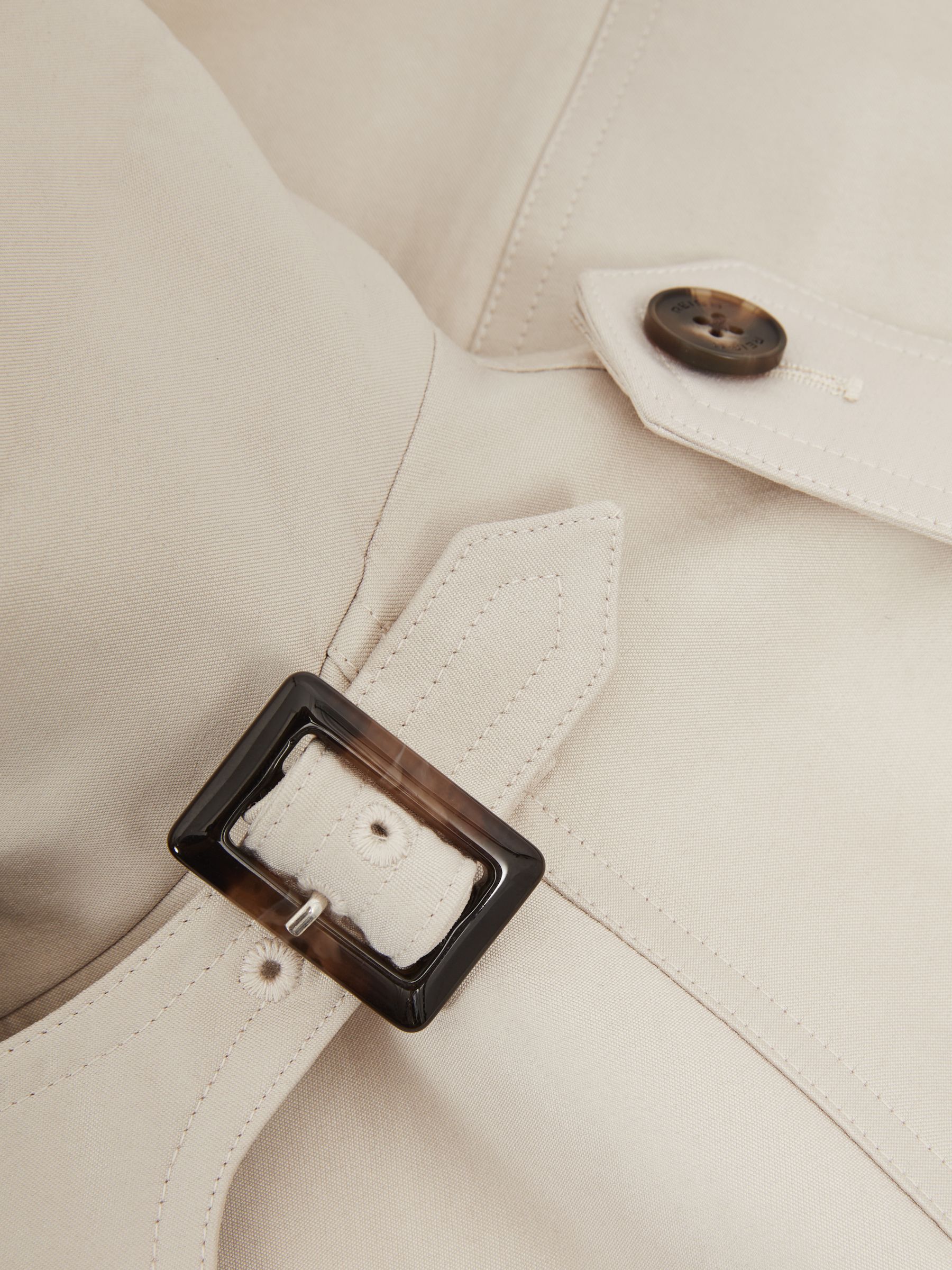 Reiss Short Trench Coat With Cotton in Neutral - REISS