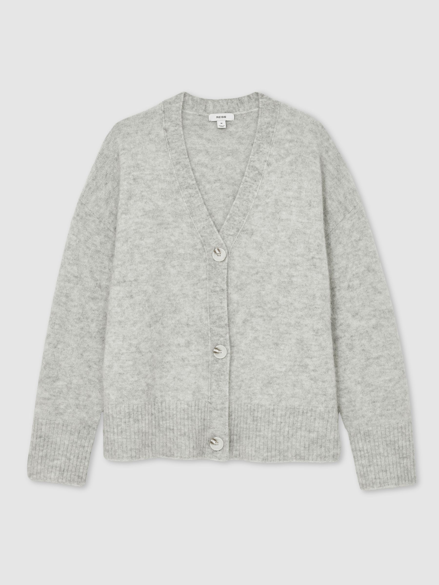 Reiss Wool-Blend Brushed Cardigan in Grey - REISS