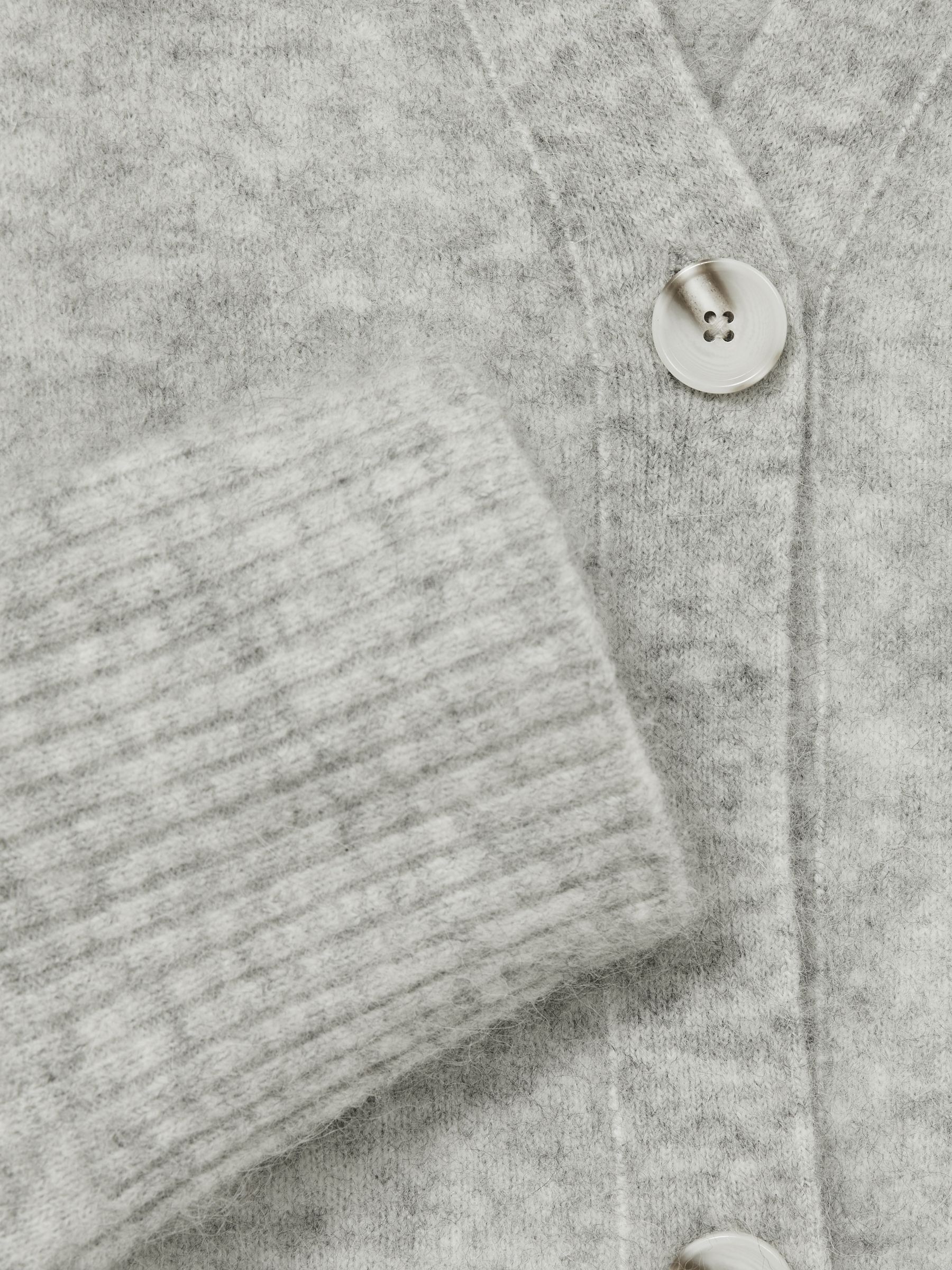 Reiss Wool-Blend Brushed Cardigan in Grey - REISS