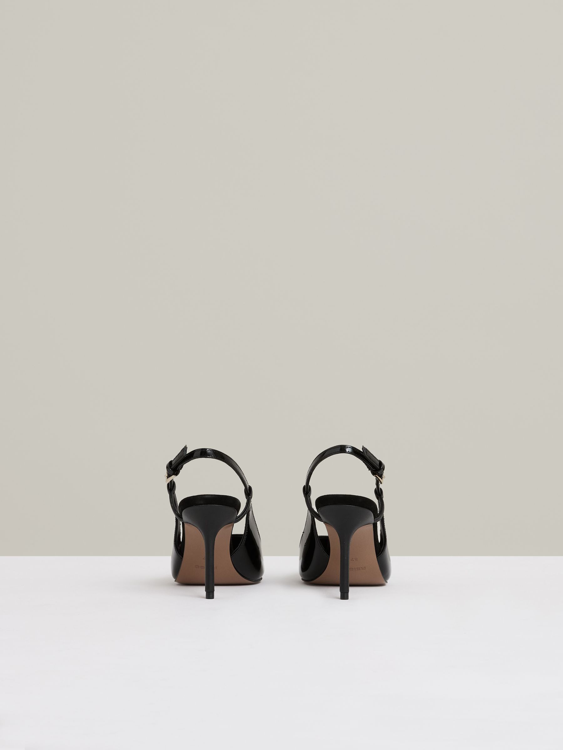 Reiss Leather Slingback Court Shoes in Black - REISS