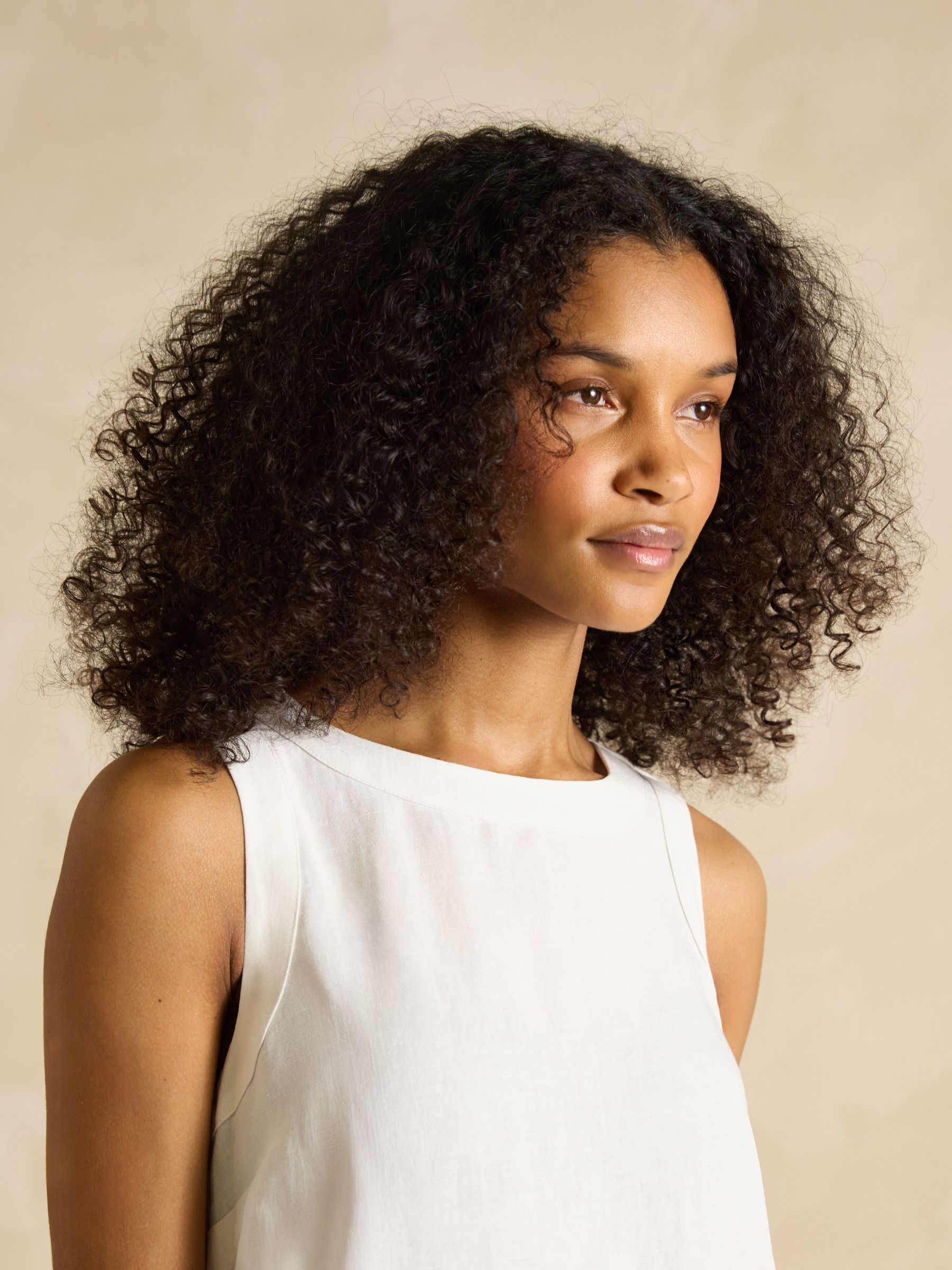 Delphine White Shift Dress With Linen | Joules