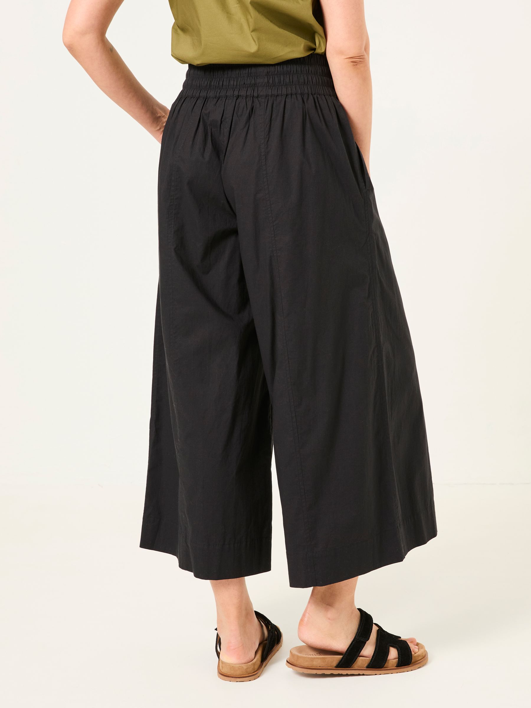 Aubrey Black Wide Leg Crop Trouser | FatFace