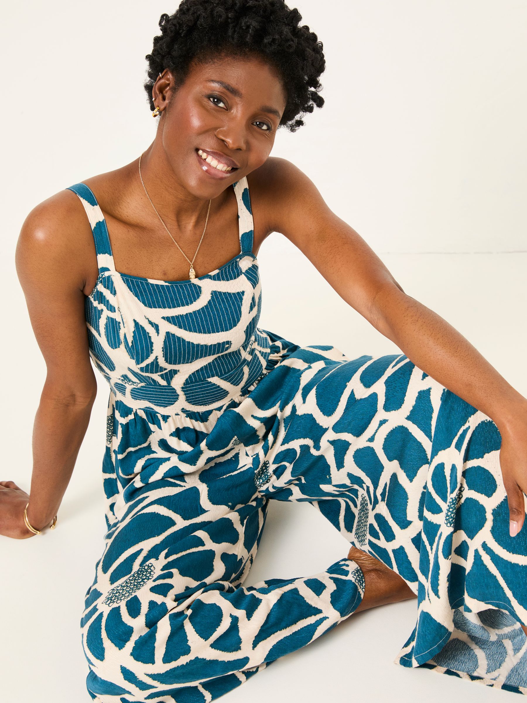 Ruby Teal Blue Shibori Ruby Jumpsuit | FatFace