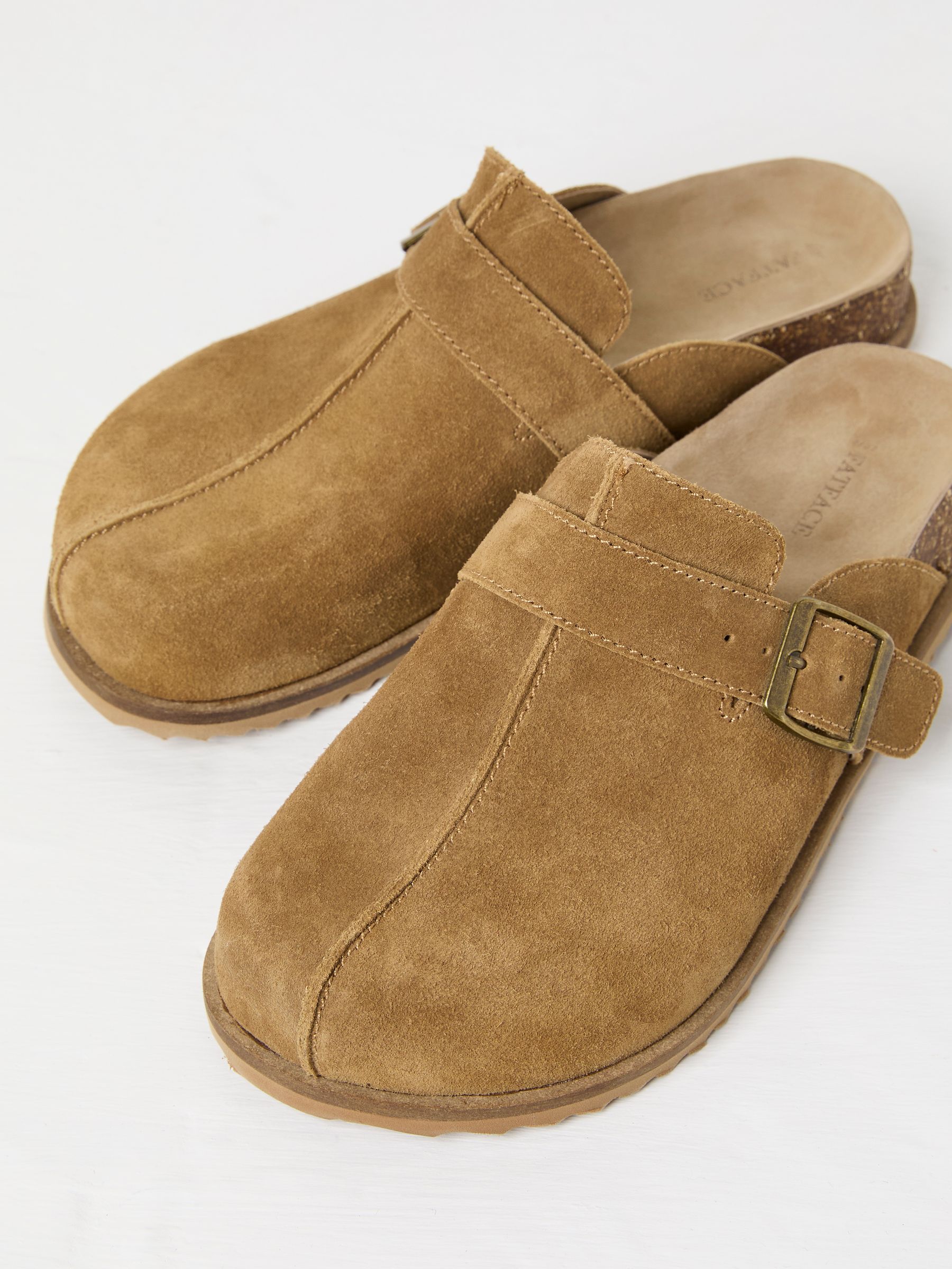 Elda Tan Brown Suede Clogs | FatFace USA