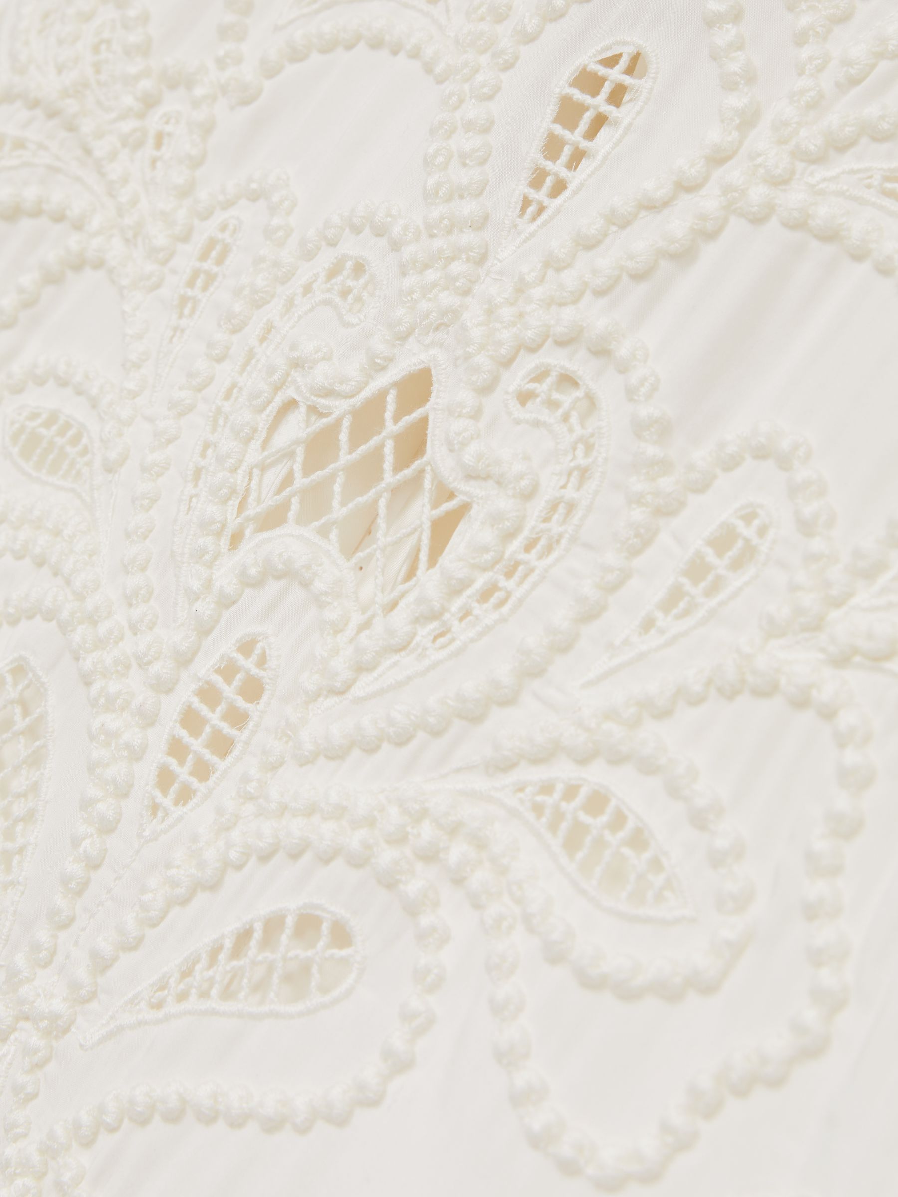 Reiss Floral Cut-Out Embroidery Top in Ivory - REISS