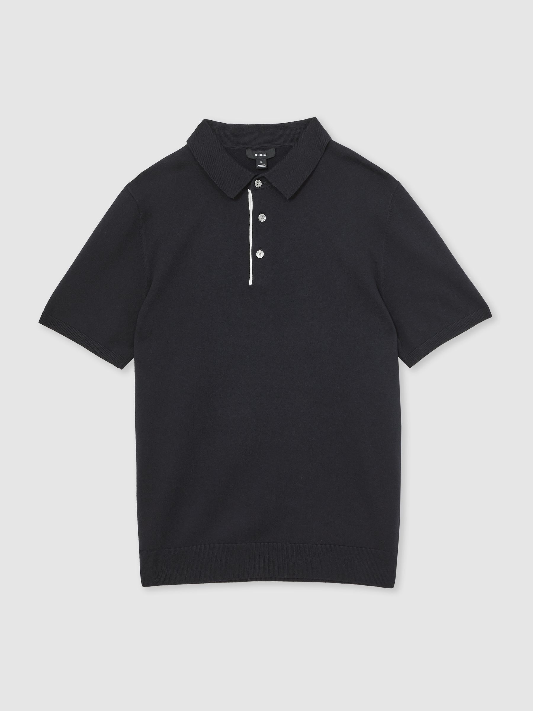 Reiss Contrast-Placket Polo Shirt With Cotton in Navy | REISS