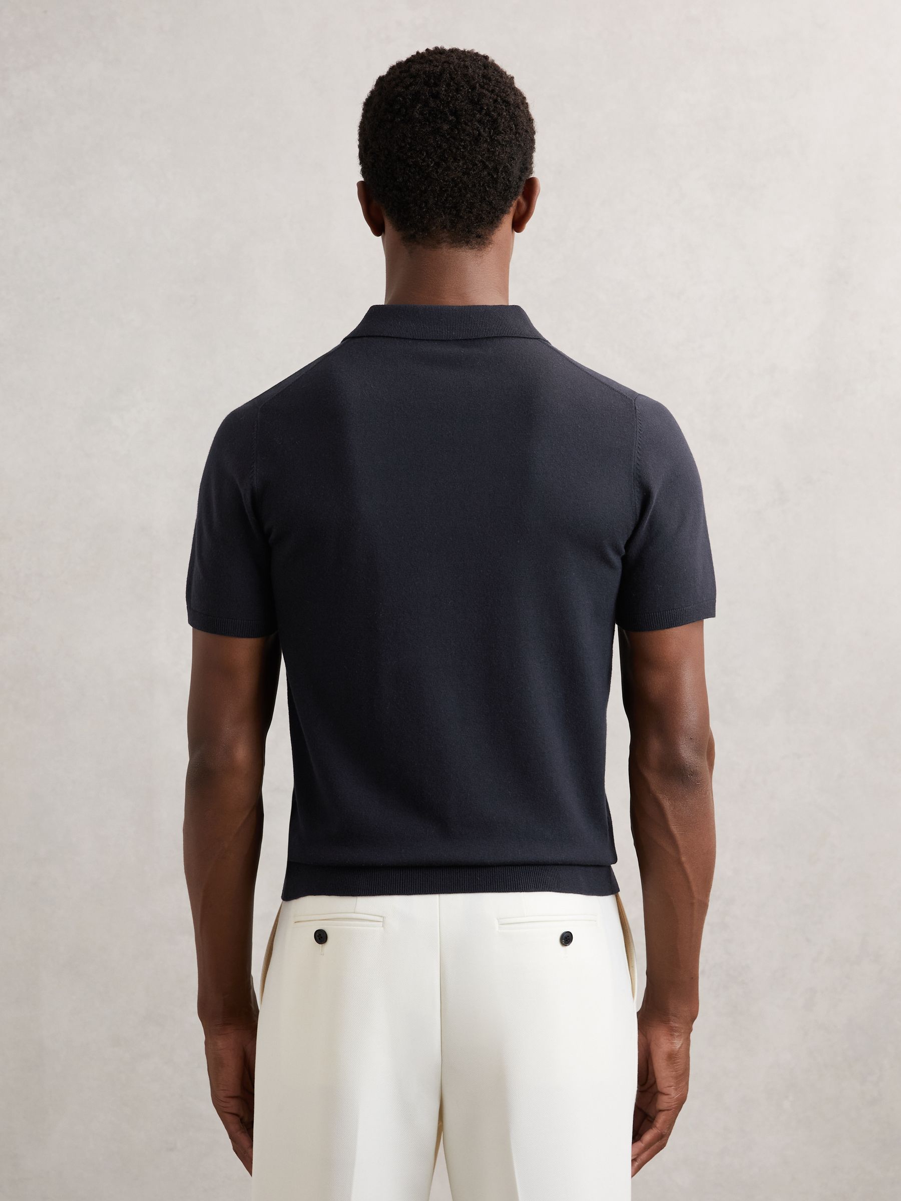 Reiss Contrast-Placket Polo Shirt With Cotton in Navy | REISS