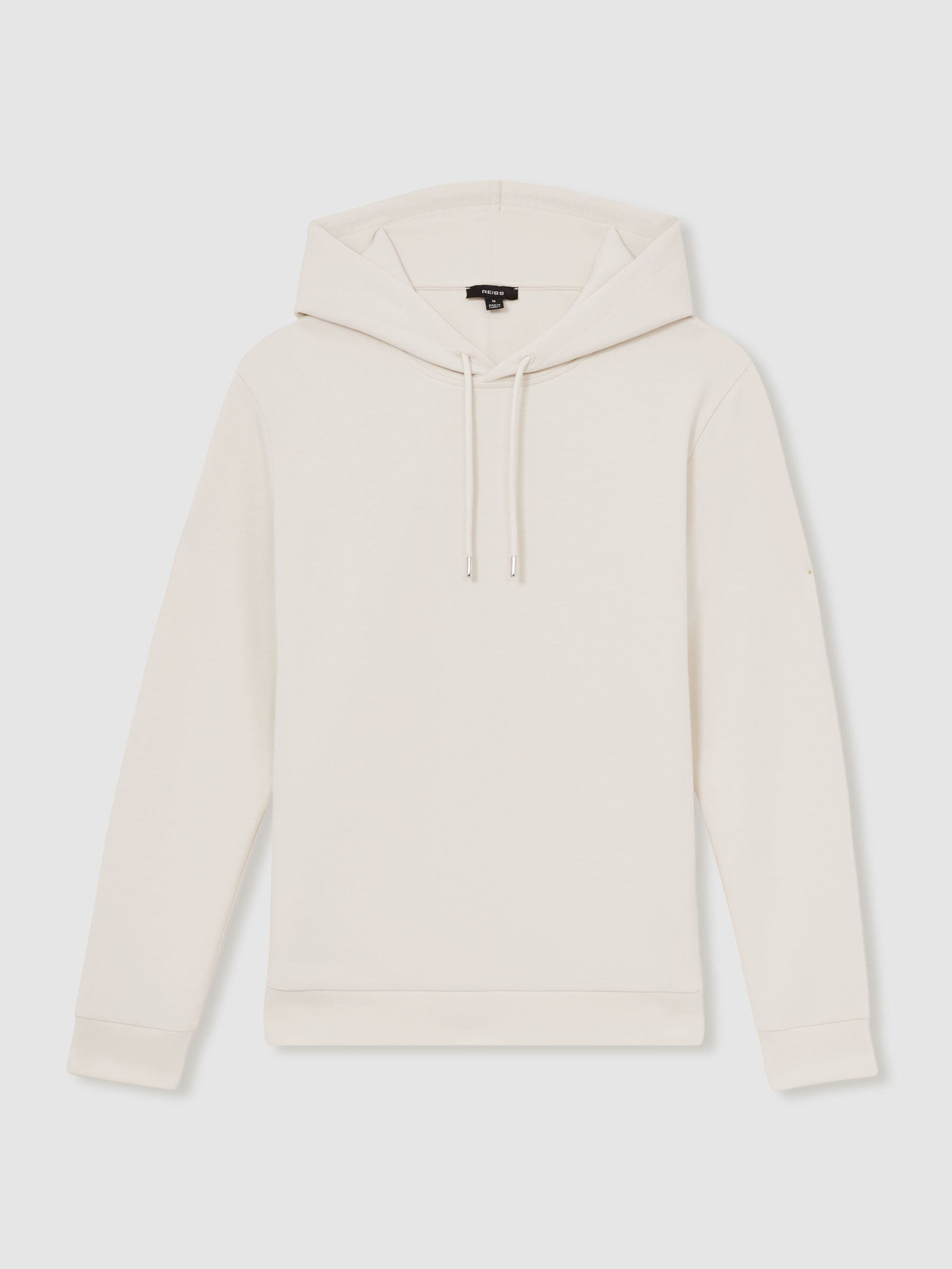 Reiss Interlock Jersey Drawstring Hoodie in Off White | REISS