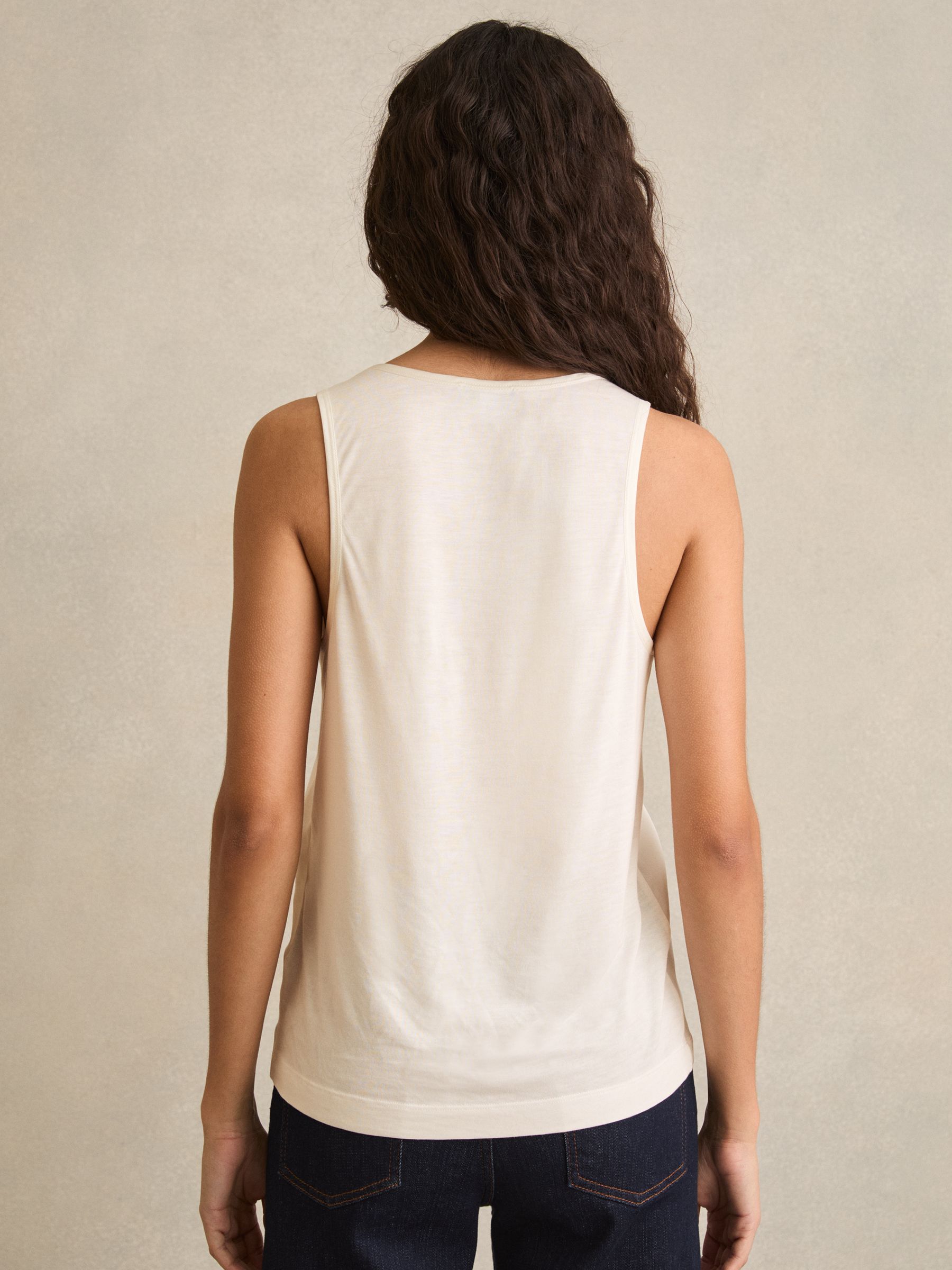 Reiss Silk-Front Cami Top in White - REISS