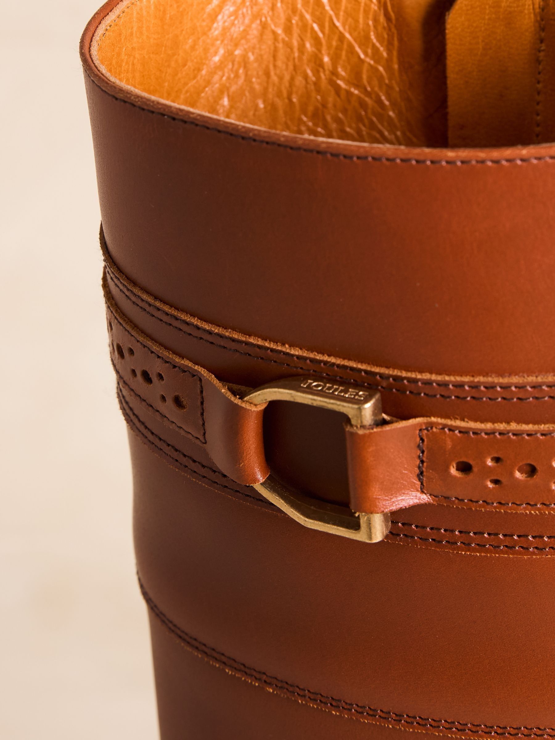 Joules X Spanish Boot Co. Chestnut Brown Leather Boots | Joules