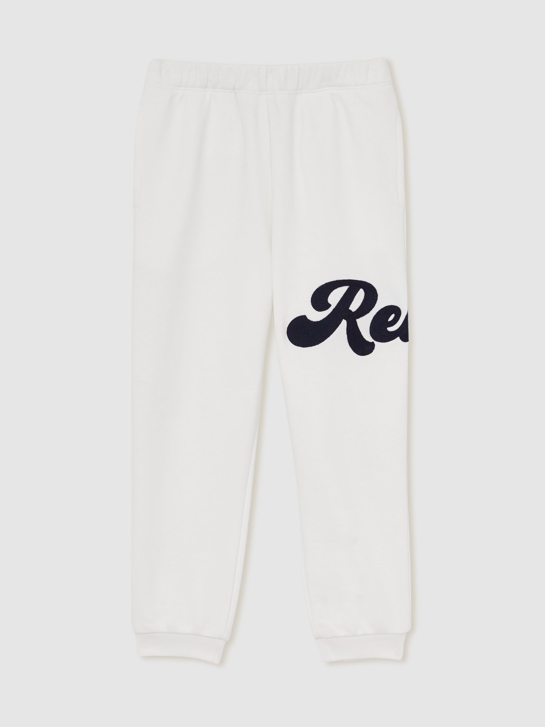 Reiss 9-13 yrs Cotton-Blend Logo Script Joggers in White - REISS