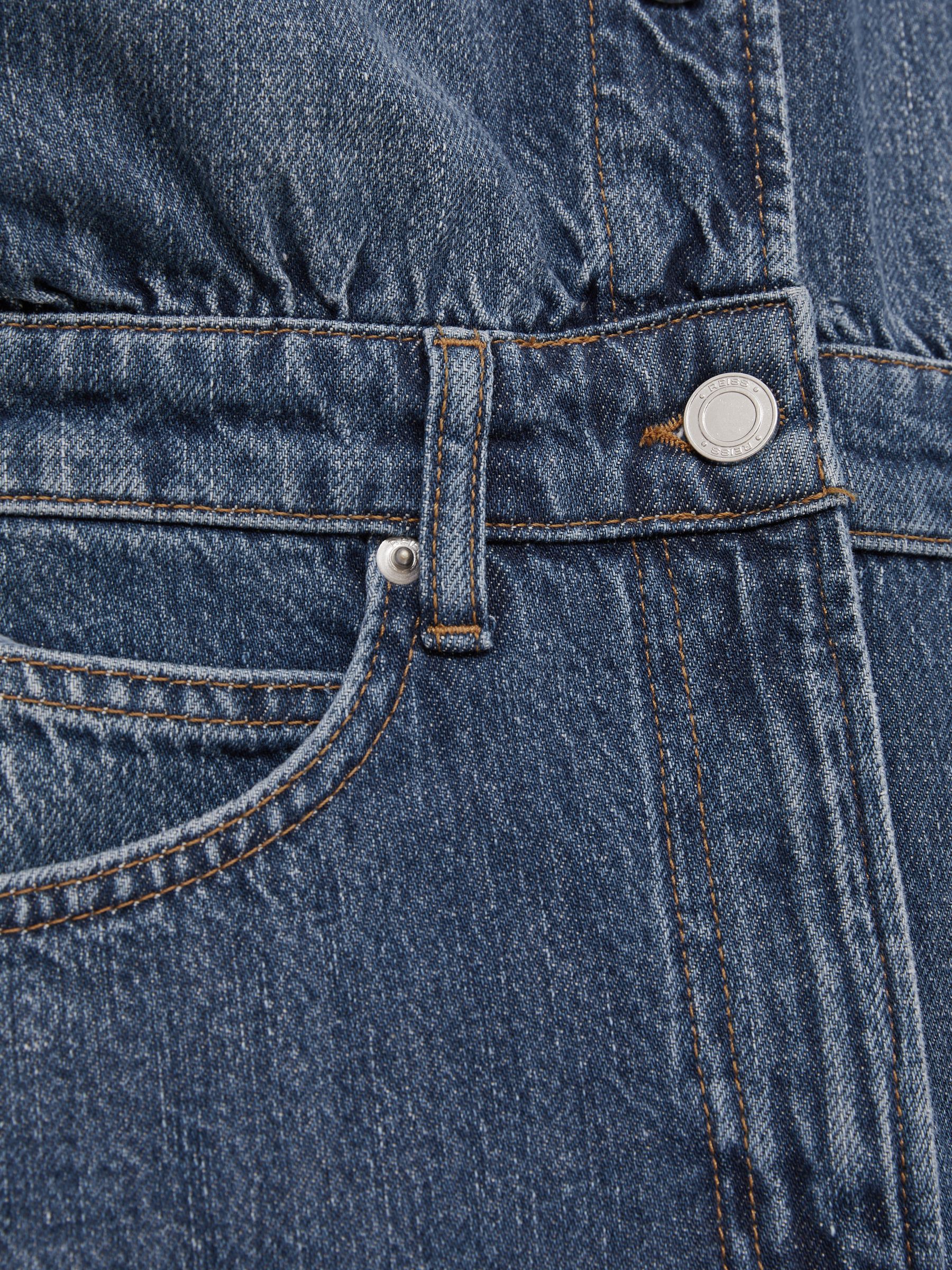 Reiss Petite Denim Button-Through Midi Dress in Indigo - REISS