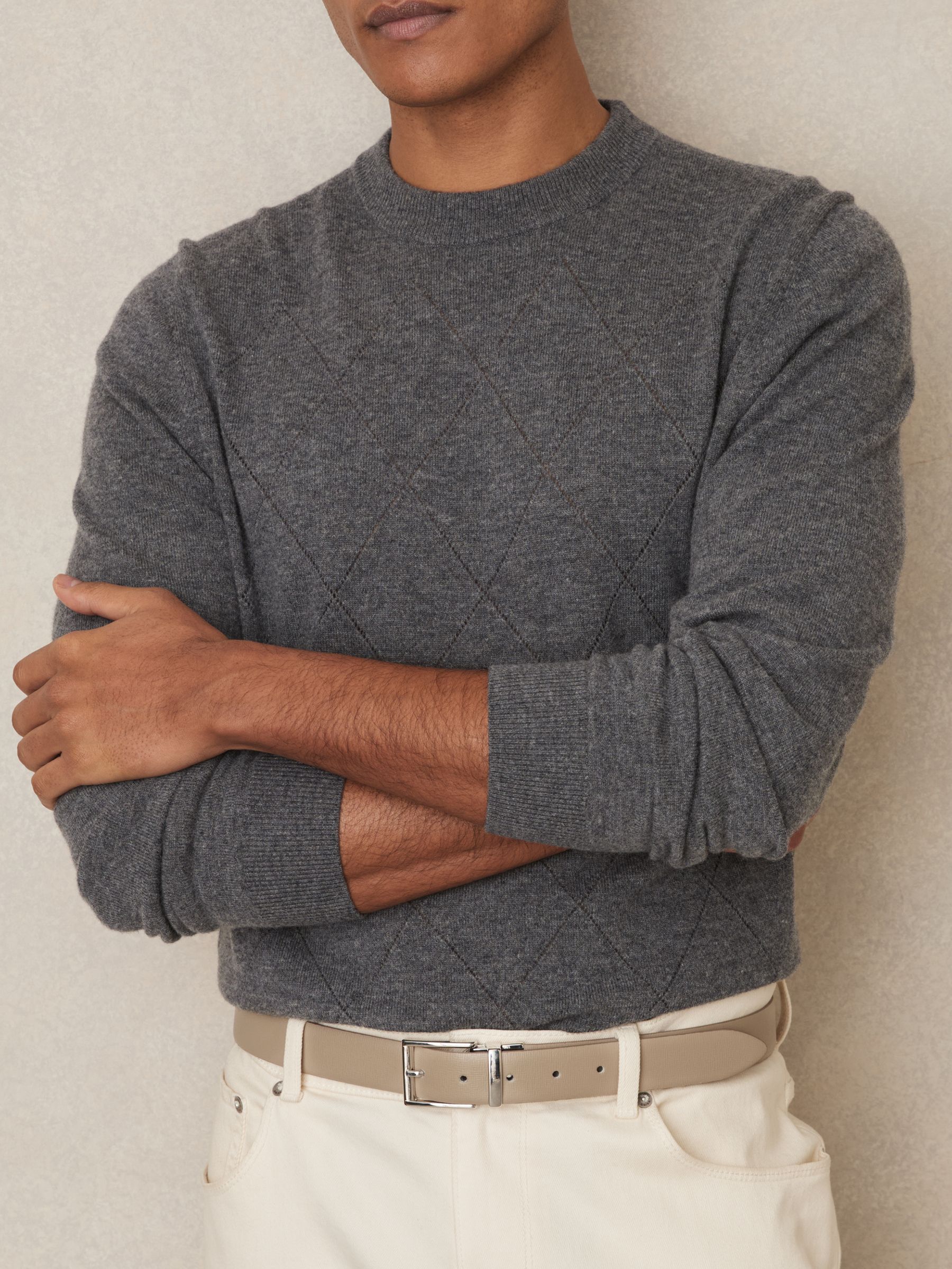 Reiss Leather Reversible Belt in Stone/Dark Brown - REISS