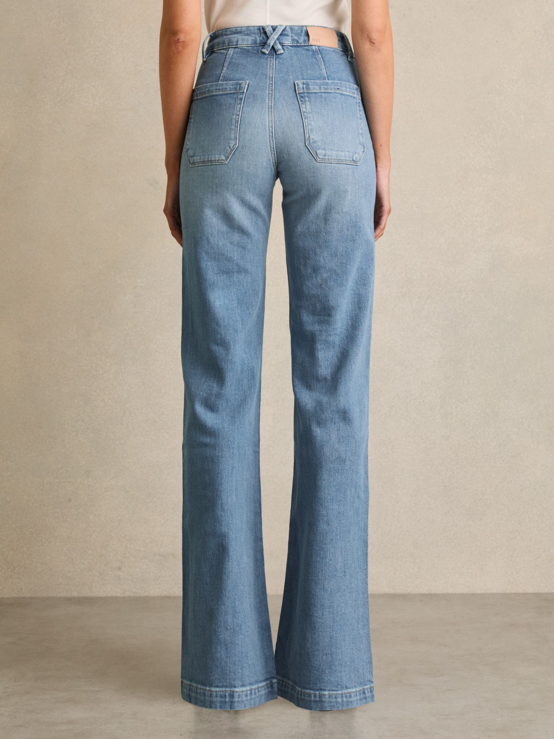 Reiss Paige Wide-Leg Patch-Pocket Jeans in Adley Blue - REISS