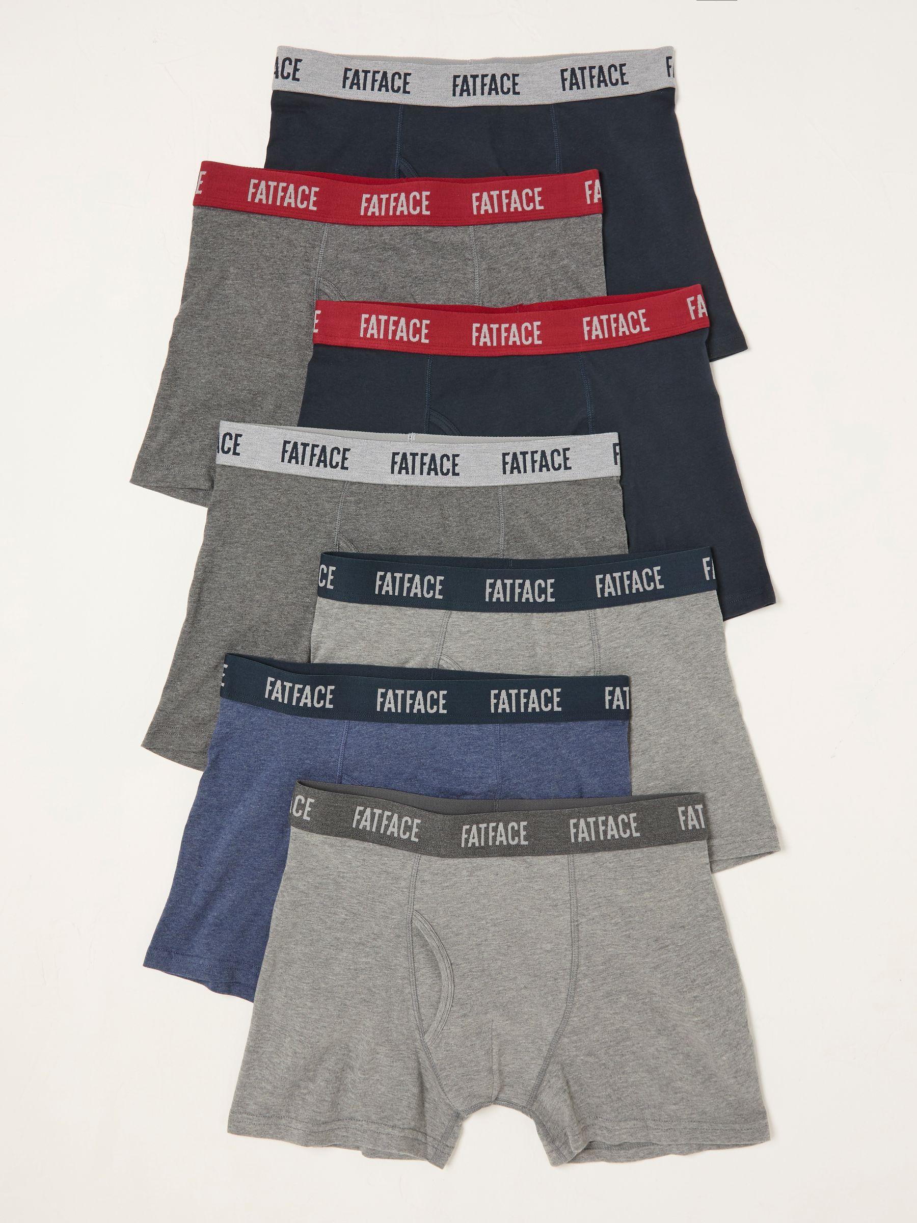 Grey & Blue Classic Boxers 7 Pack | FatFace