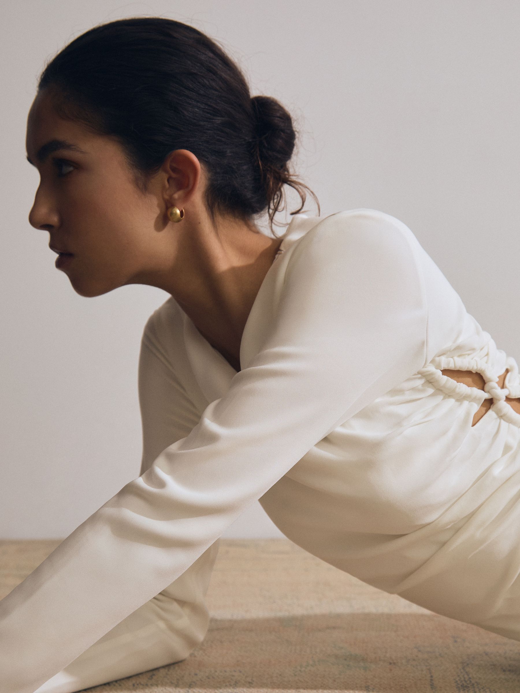 Reiss Atelier Cut-Out Rope Detail Dress in White | REISS