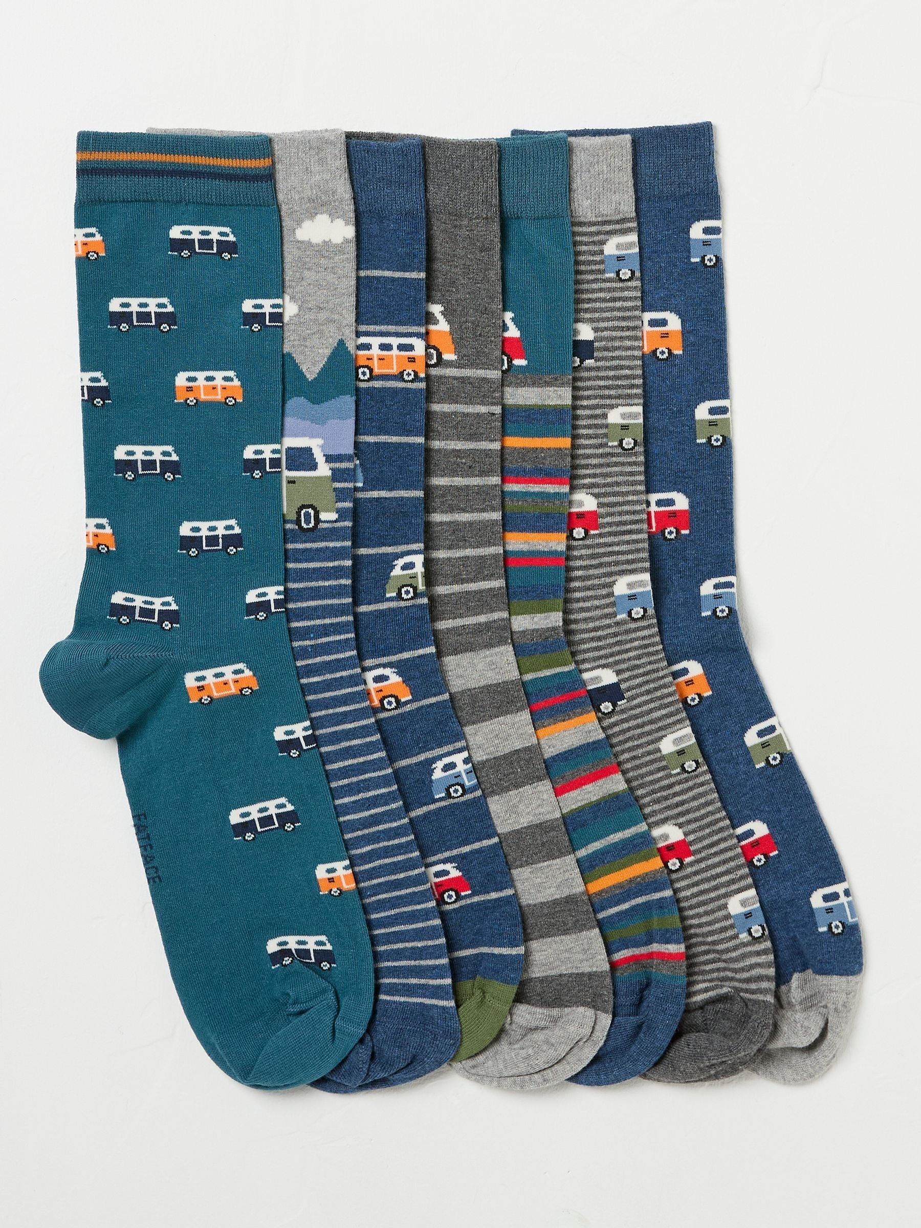 Multi Campervan 7 Pack Men's Socks | FatFace USA