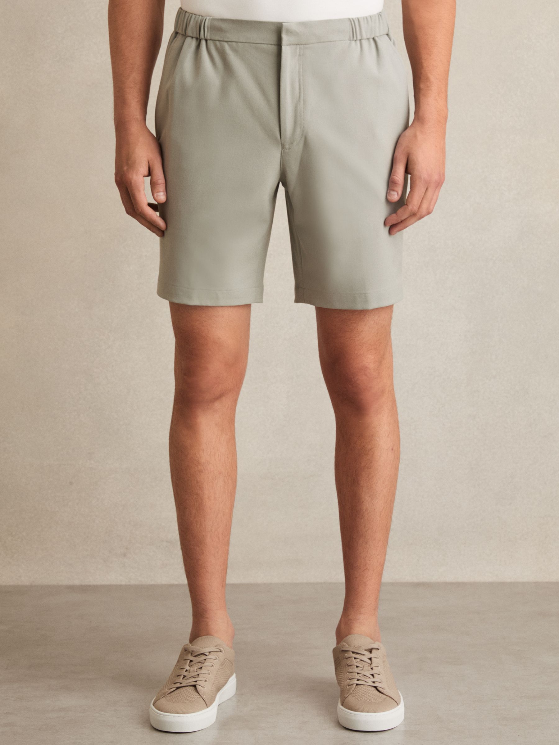 Reiss Drawstring Chino Shorts in Sage Green - REISS