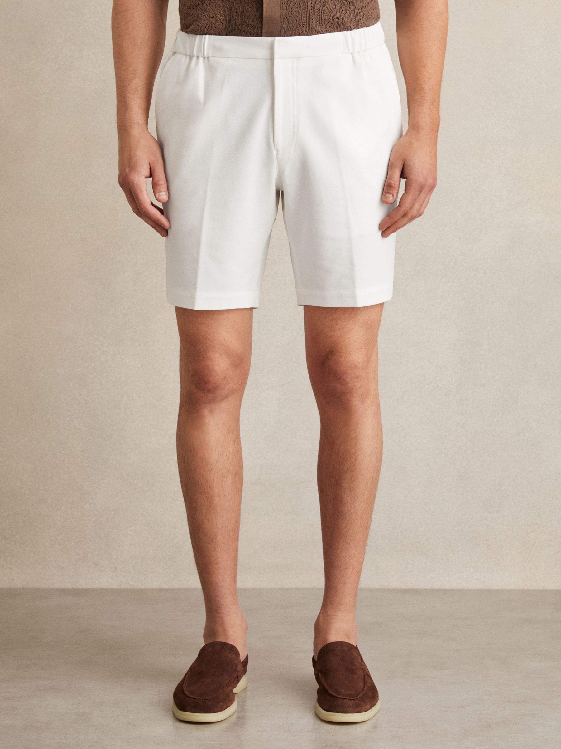 Reiss Drawstring Chino Shorts in White | REISS