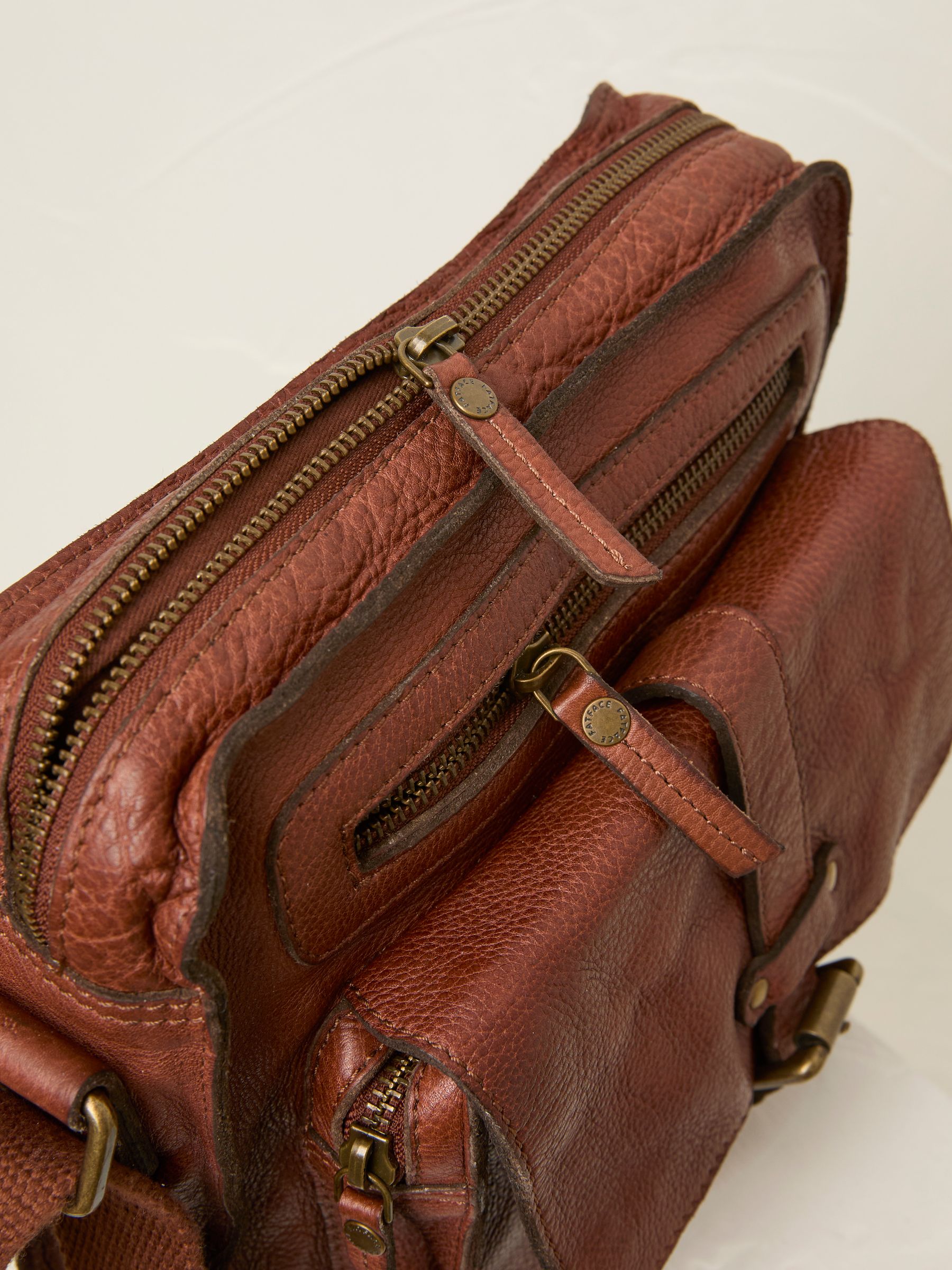 Chestnut Brown Leather Cross-Body Bag | FatFace
