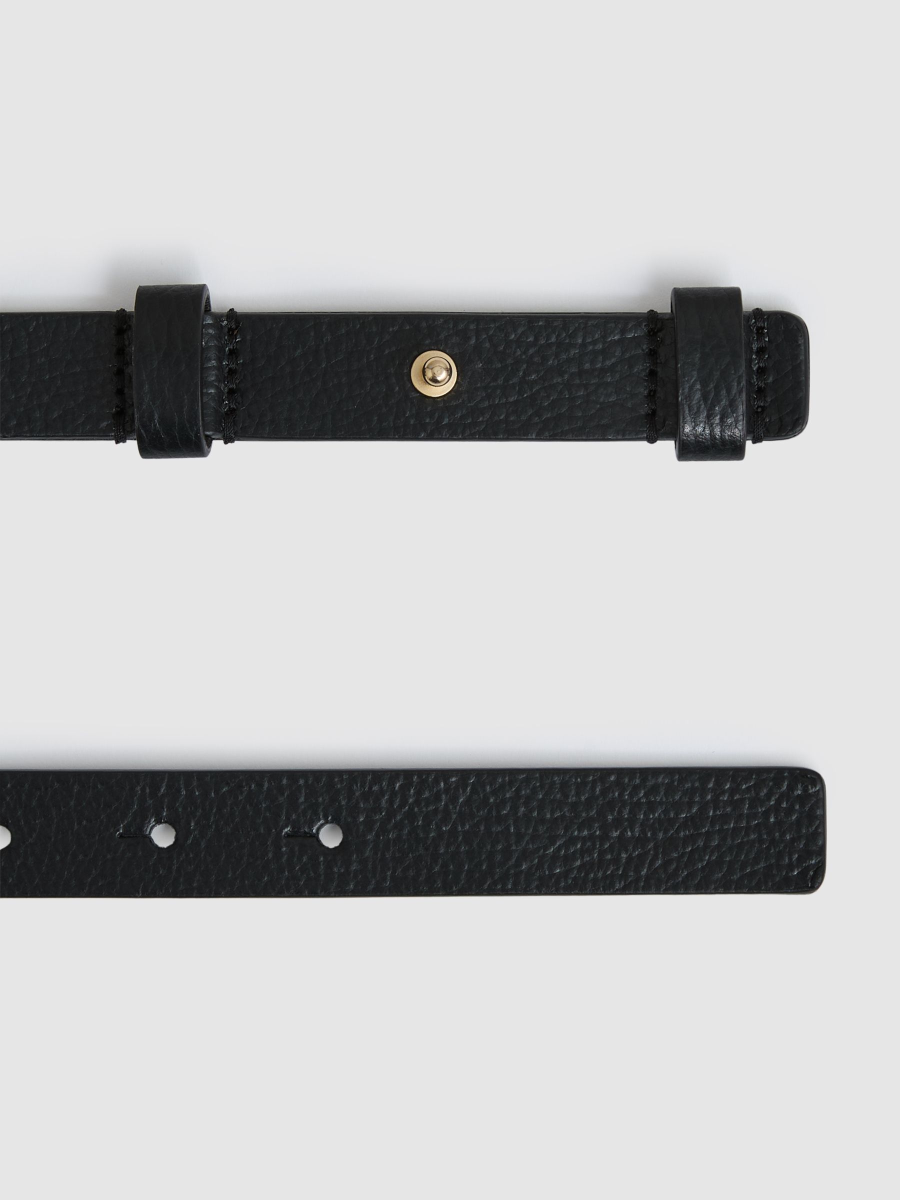 Reiss Leather Sculpted-Hardware Belt in Black | REISS