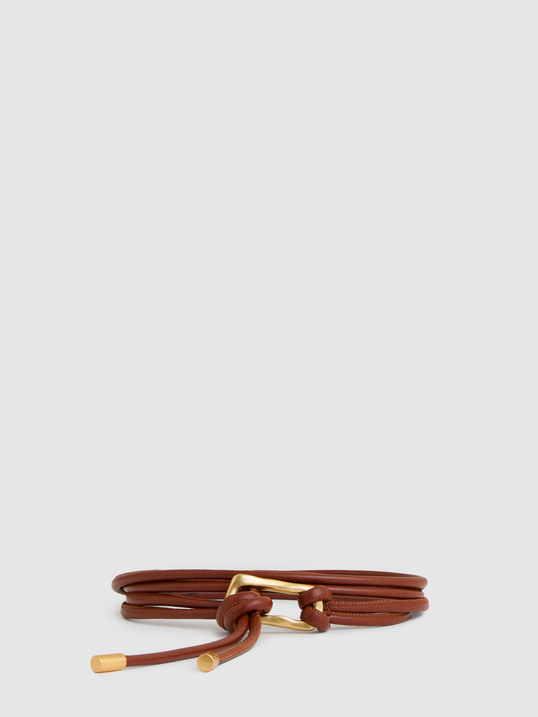 Reiss Sculpted Buckle Tubular Tie Belt in Tan - REISS