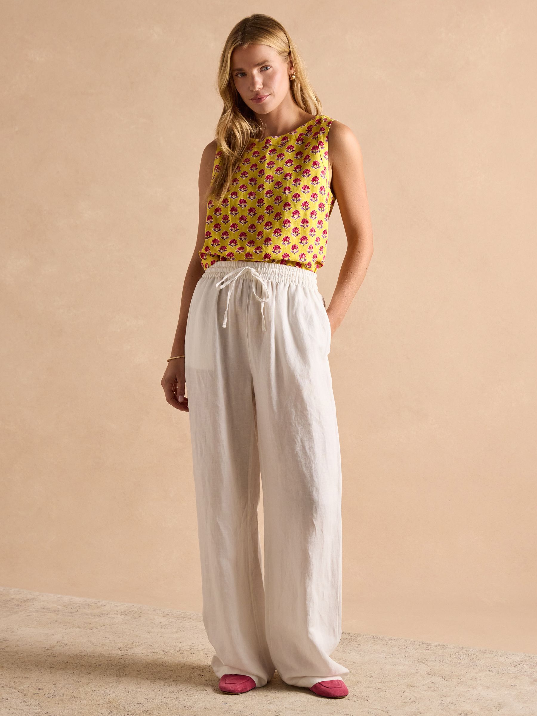 Cove Provence Yellow Sleeveless Top | Joules