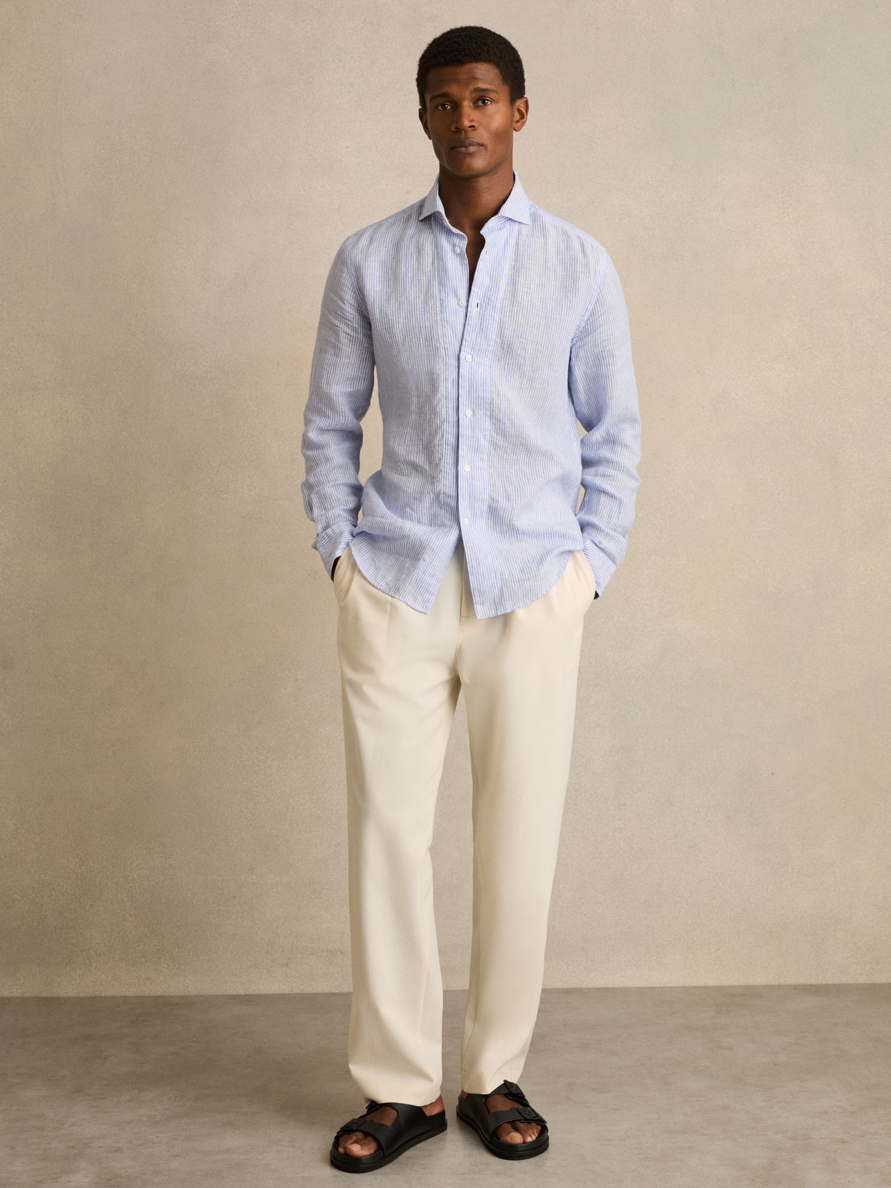 Reiss Leather Double-Strap Sandals in Black | REISS