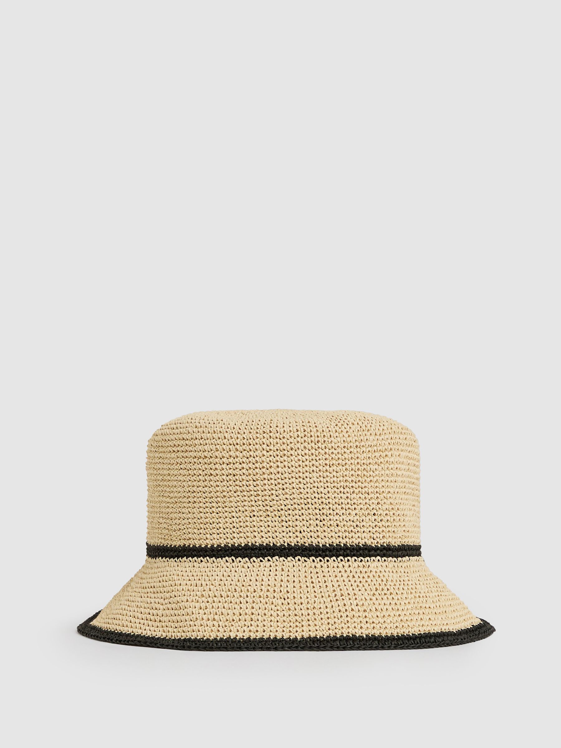Reiss Tipped Straw Bucket Hat in Natural - REISS
