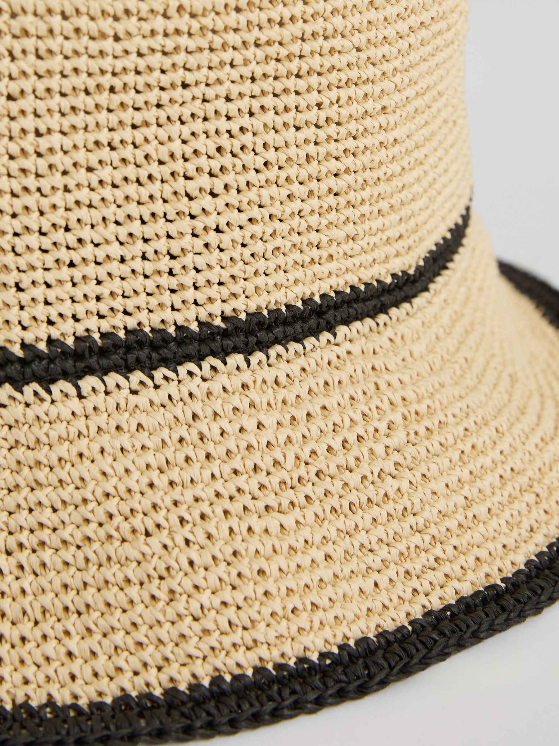 Reiss Tipped Straw Bucket Hat in Natural - REISS
