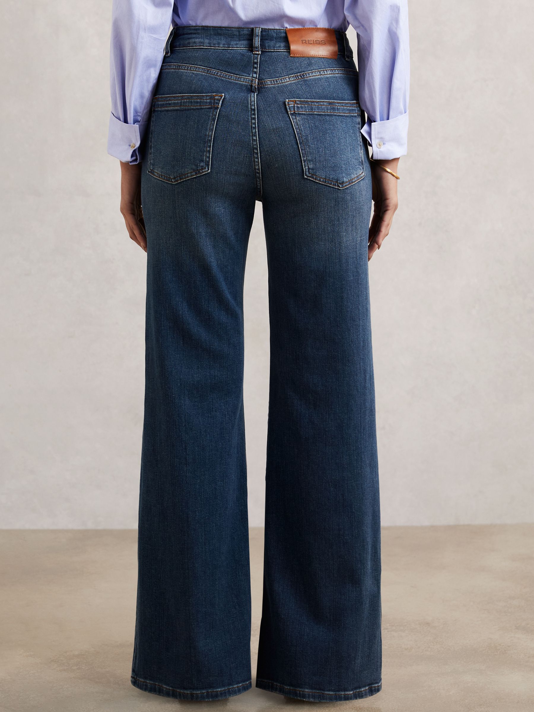 Reiss Mid-Rise Flared Jeans in Mid Blue - REISS