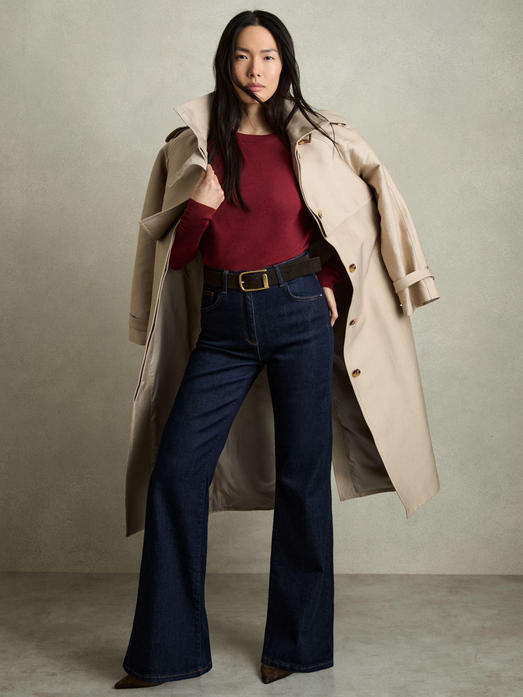 Reiss Fine-Knit Crew-Neck Jumper With Cashmere in Red - REISS