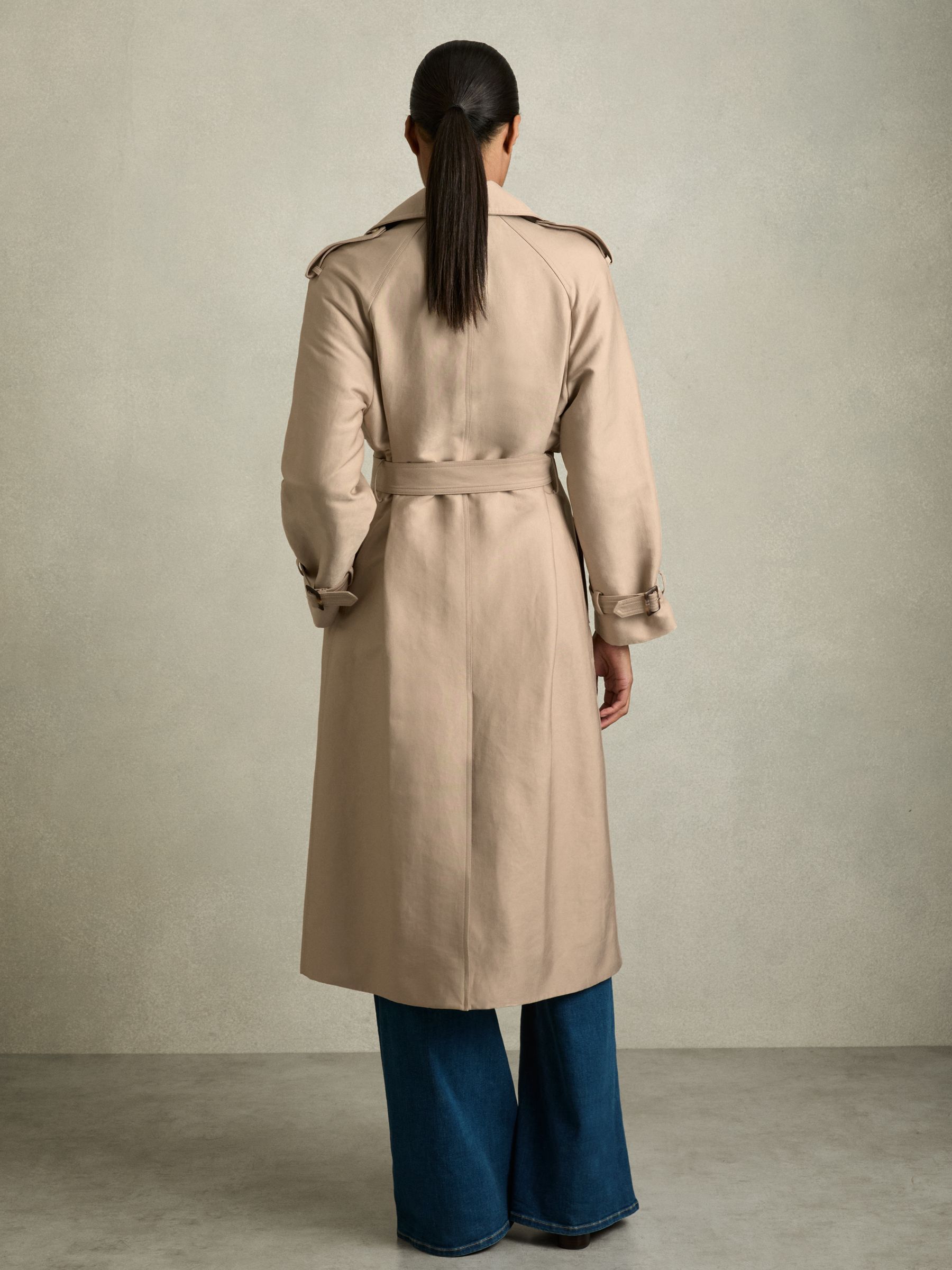 Reiss Gabardine Trench Coat with Cotton in Neutral - REISS